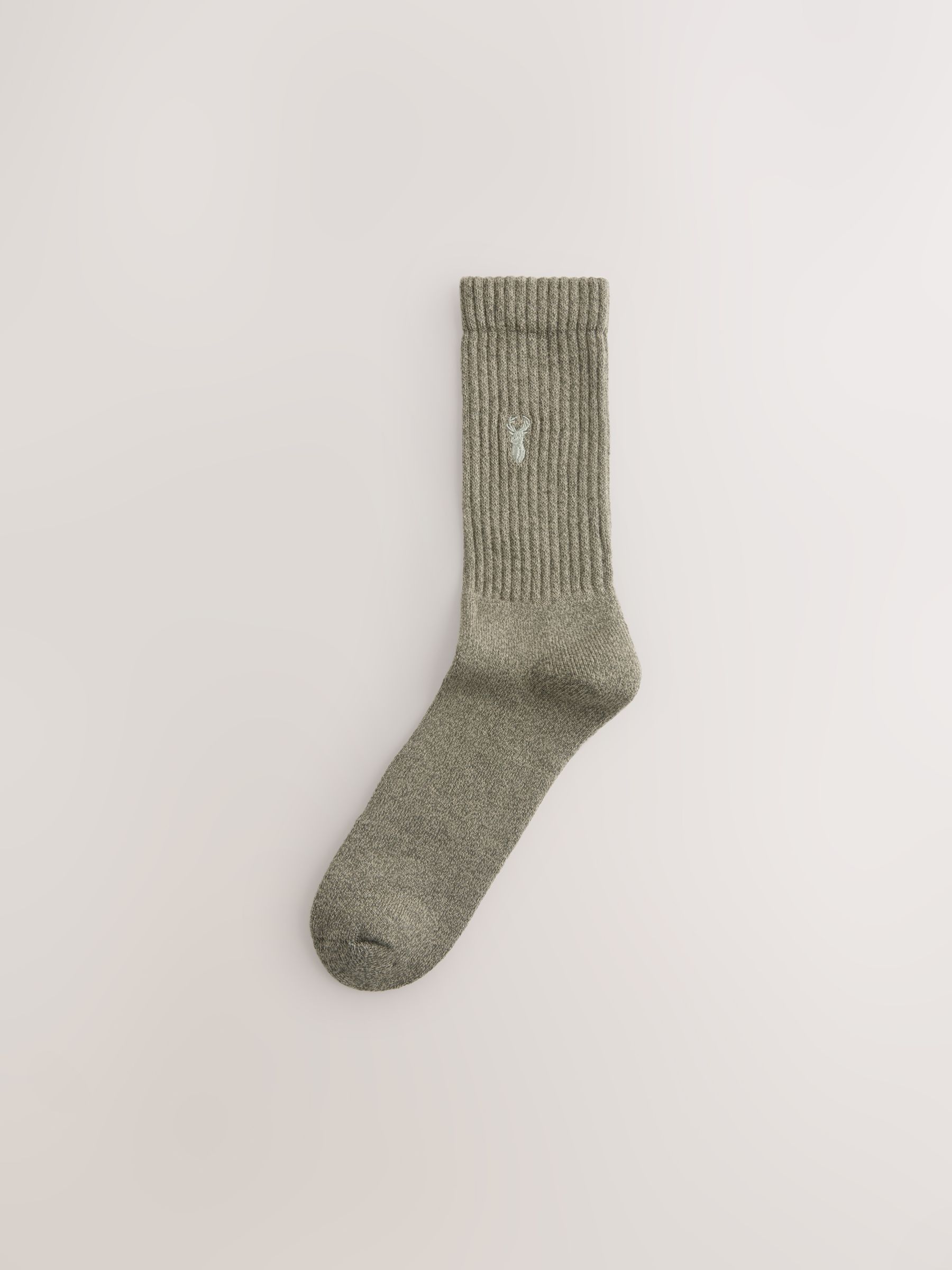 Buy Green/Neutral Stag Embroidered Heavyweight Socks 10 Pack from the ...