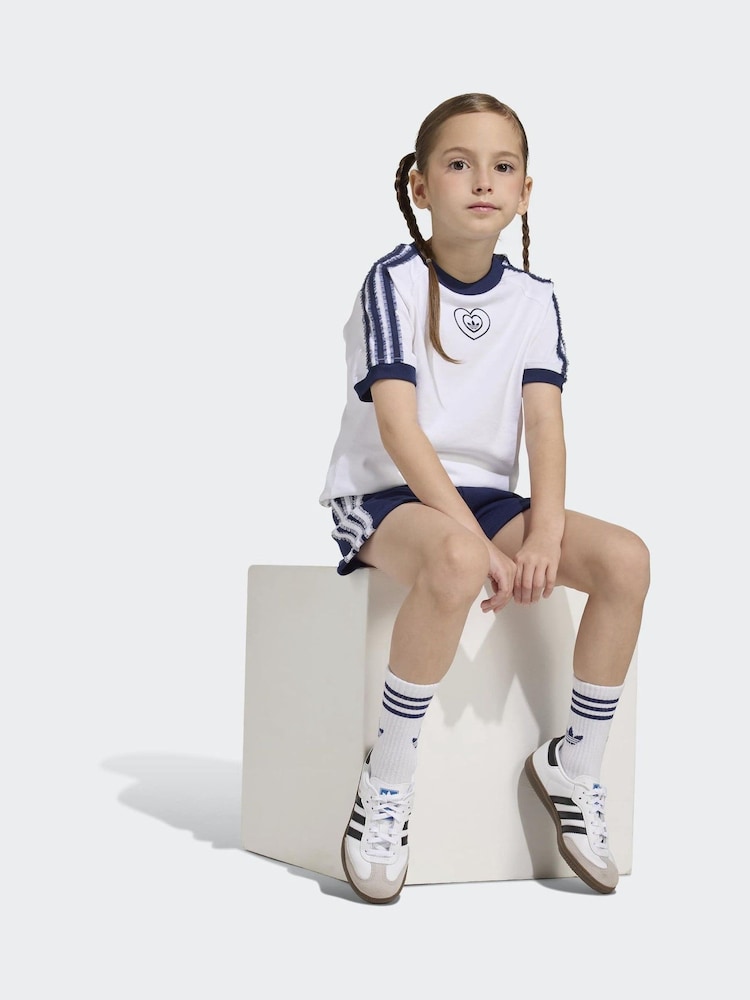 Buy adidas Originals White Disney Alice in Wonderland Top and Shorts ...