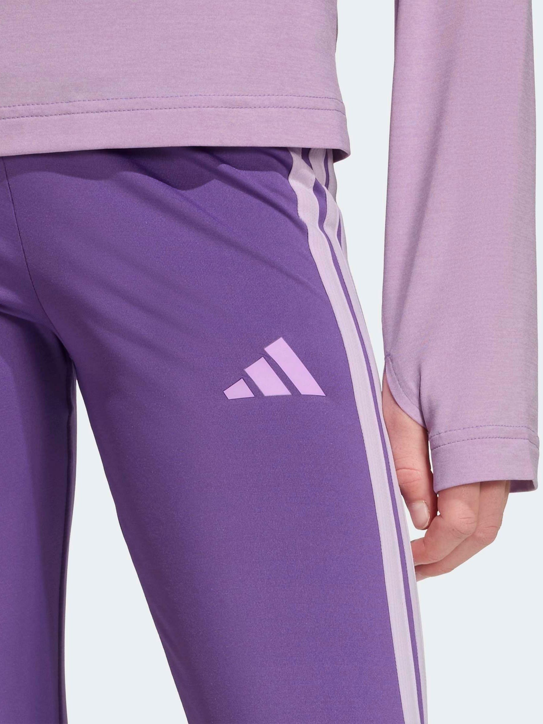 Buy adidas Dark Purple Train Essentials 3-Stripes Kids Leggings from ...