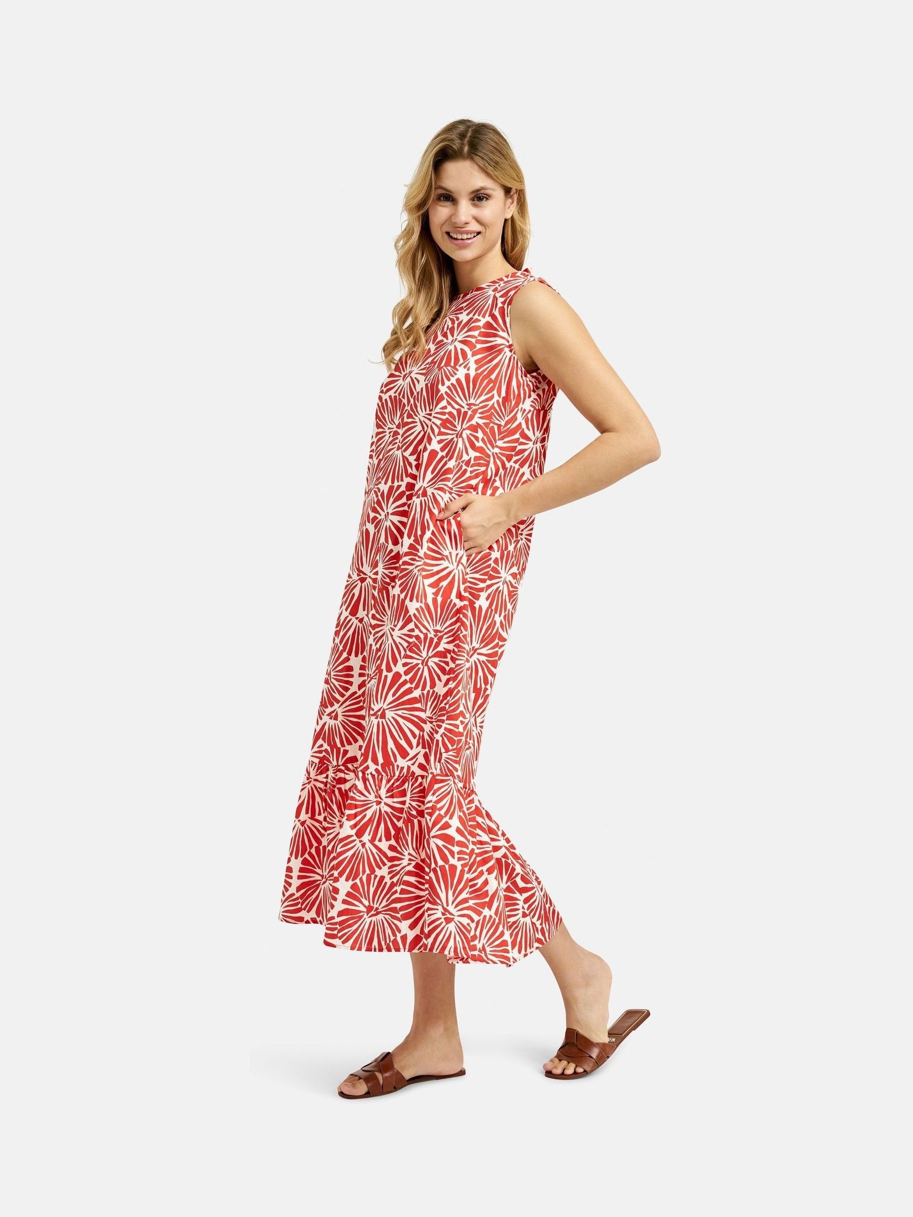 Buy Smith & Soul Orange Sleeveless Dress With Volant Hem from the Next ...