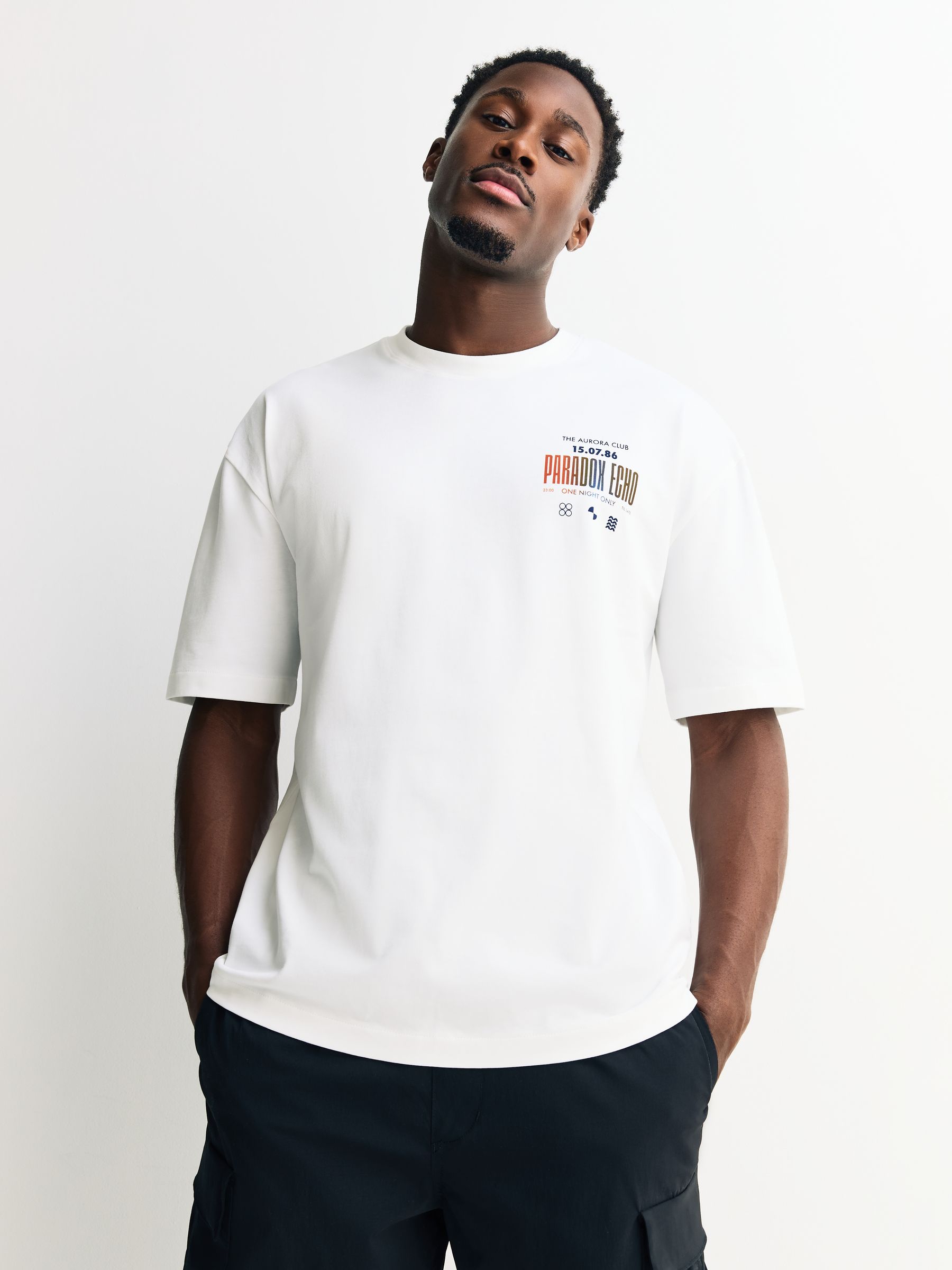 Buy Black/White/Blue Graphic Print Heavyweight T-Shirt from the Next UK ...