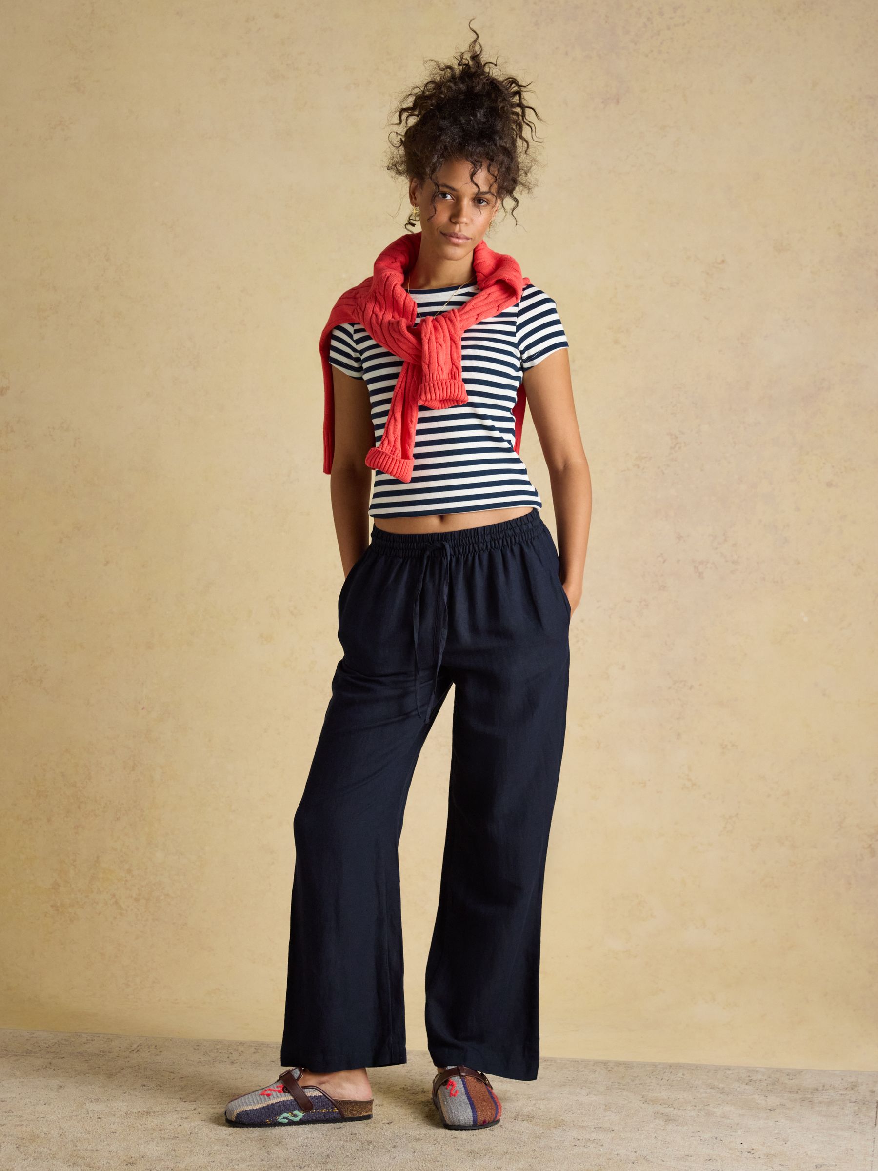 Buy Joules Linen Wide Leg Navy Trouser from the Next UK online shop