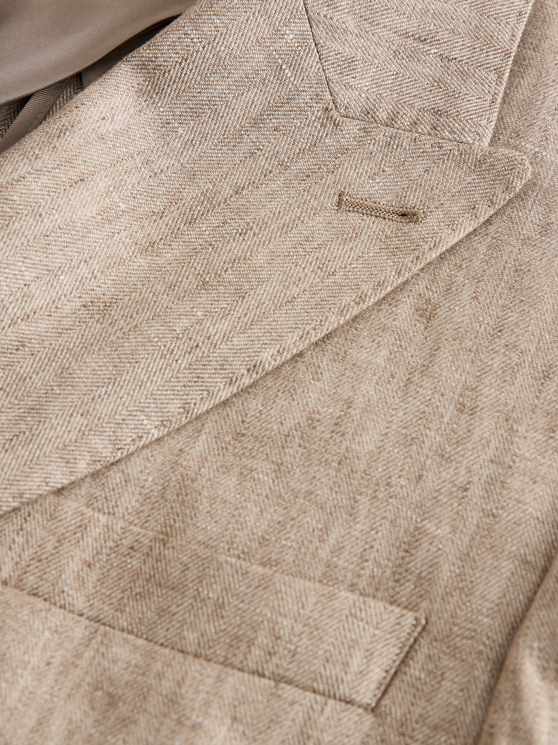 Buy Stone Tailored Fit Double Breasted Signature Italian Linen Suit ...