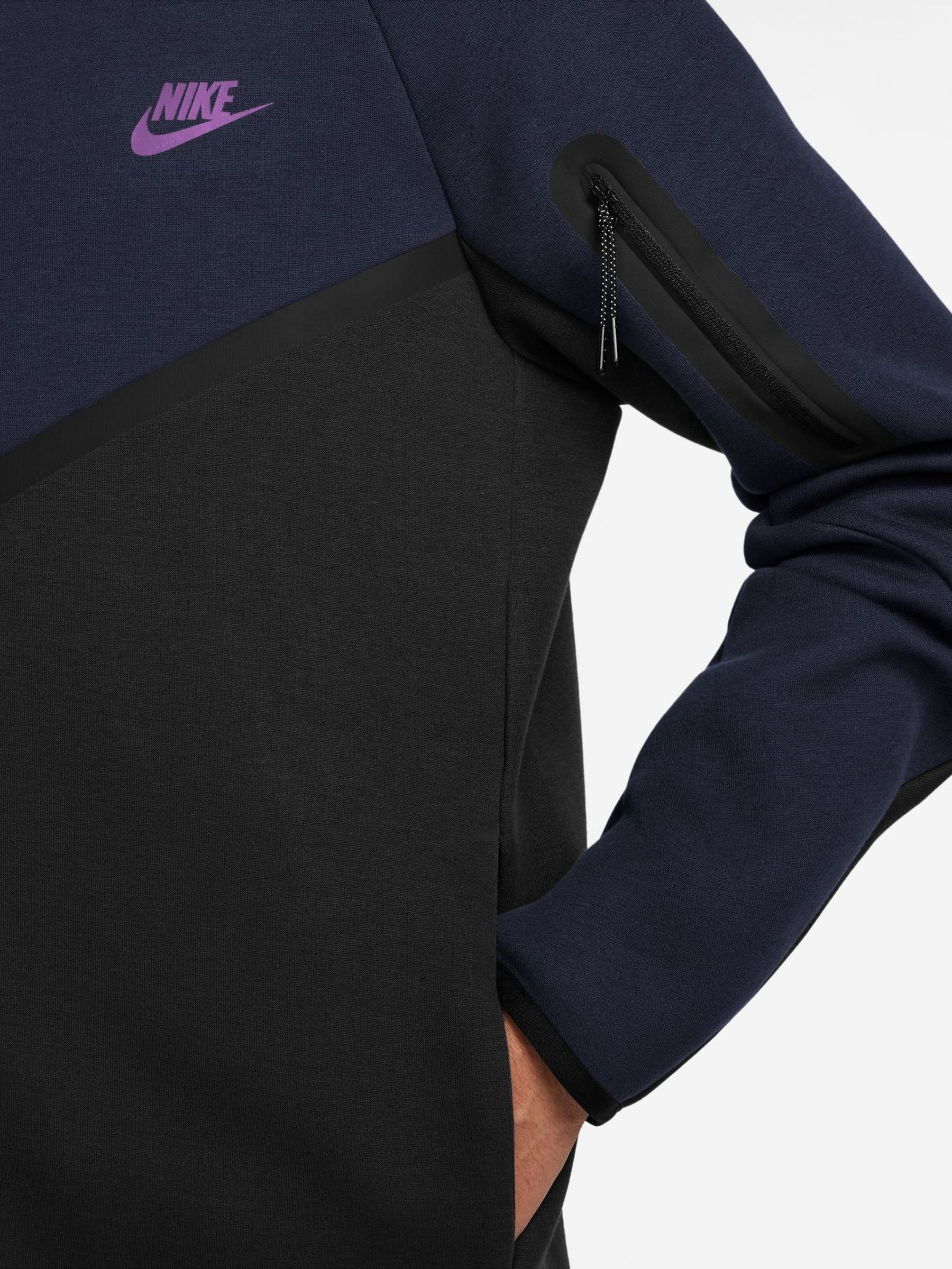Buy Nike Black Purple Tech Fleece Zip Through Hoodie from the Next UK ...