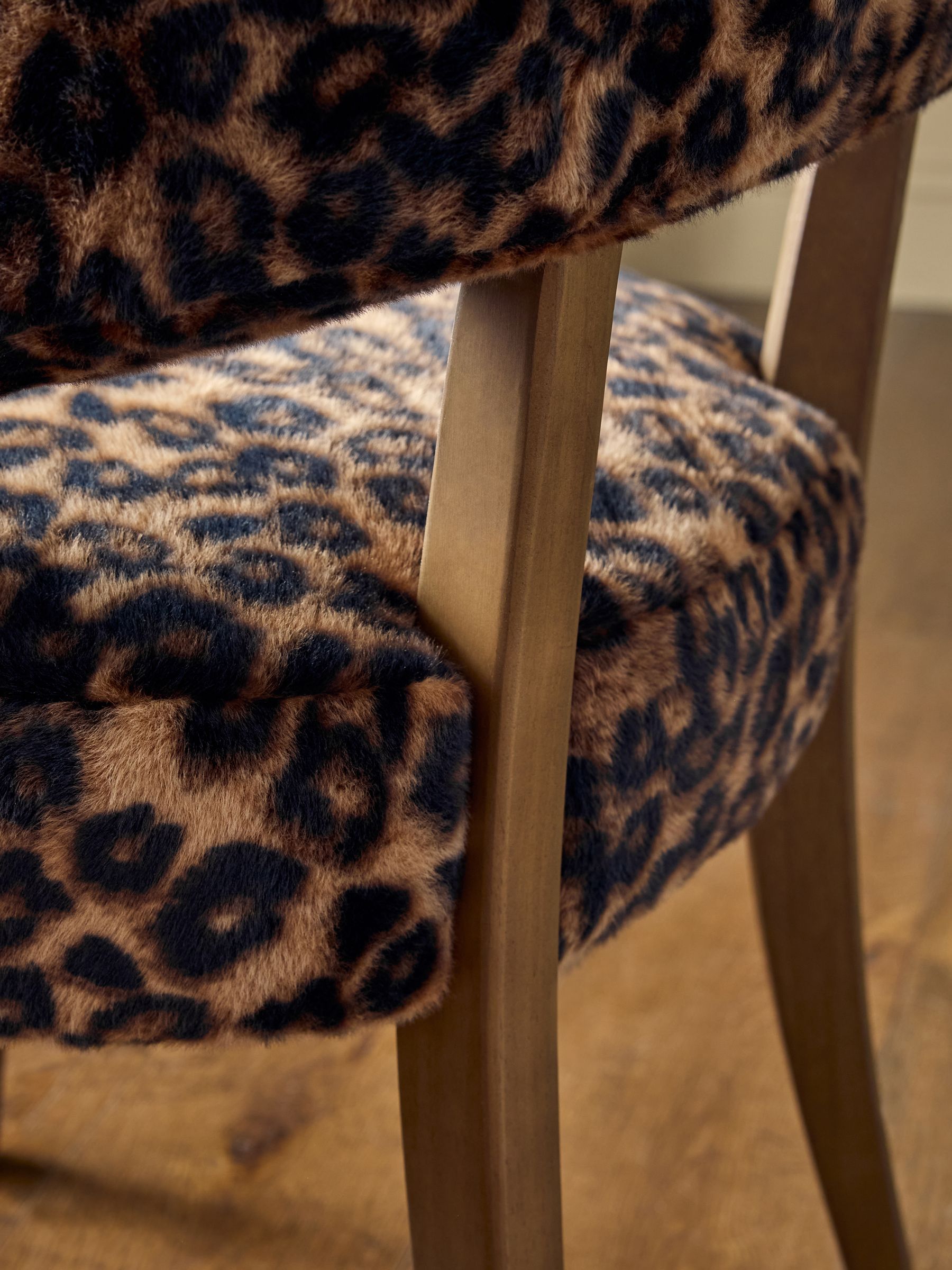 Buy Set of 2 Alaska Faux Fur Leopard Dark Wood Leg Remi Dining Chairs ...