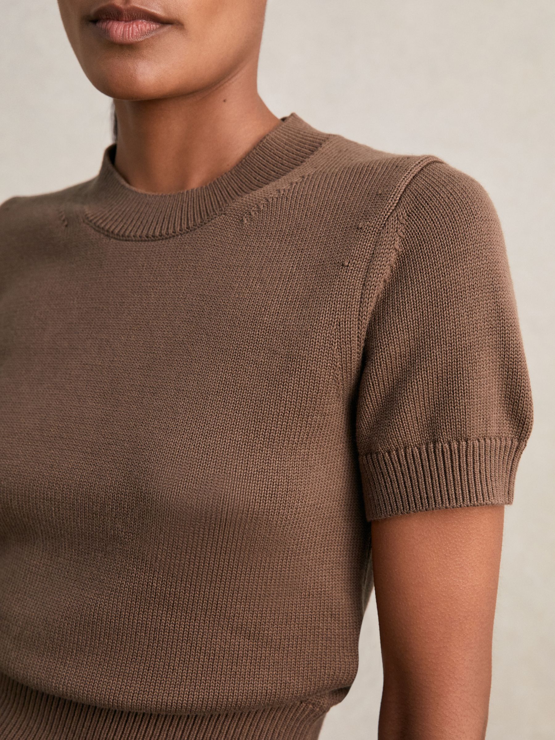Buy Reiss Brown Anita Cotton And Wool Crew-Neck Top from the Next UK ...