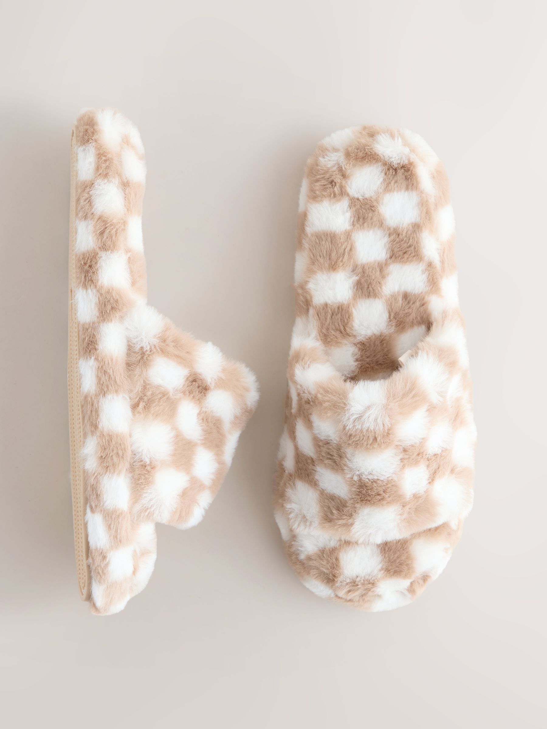 Buy Green/White Checked Slider Slippers from the Next UK online shop