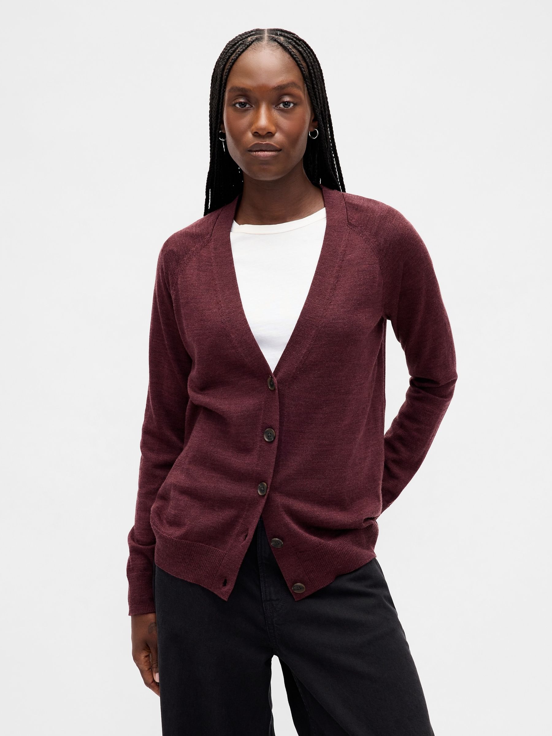 Buy Gap Burgundy Red 100% Wool Boyfriend Cardigan from the Next UK ...