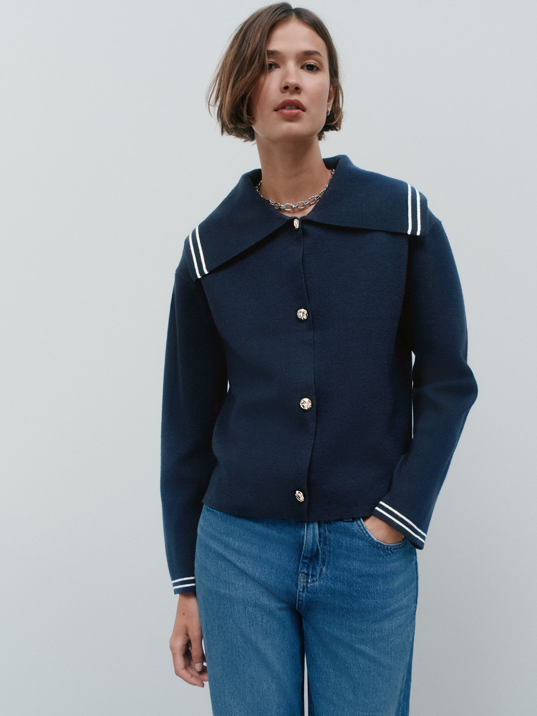 Buy Navy Sailor Collar Cardigan from the Next UK online shop