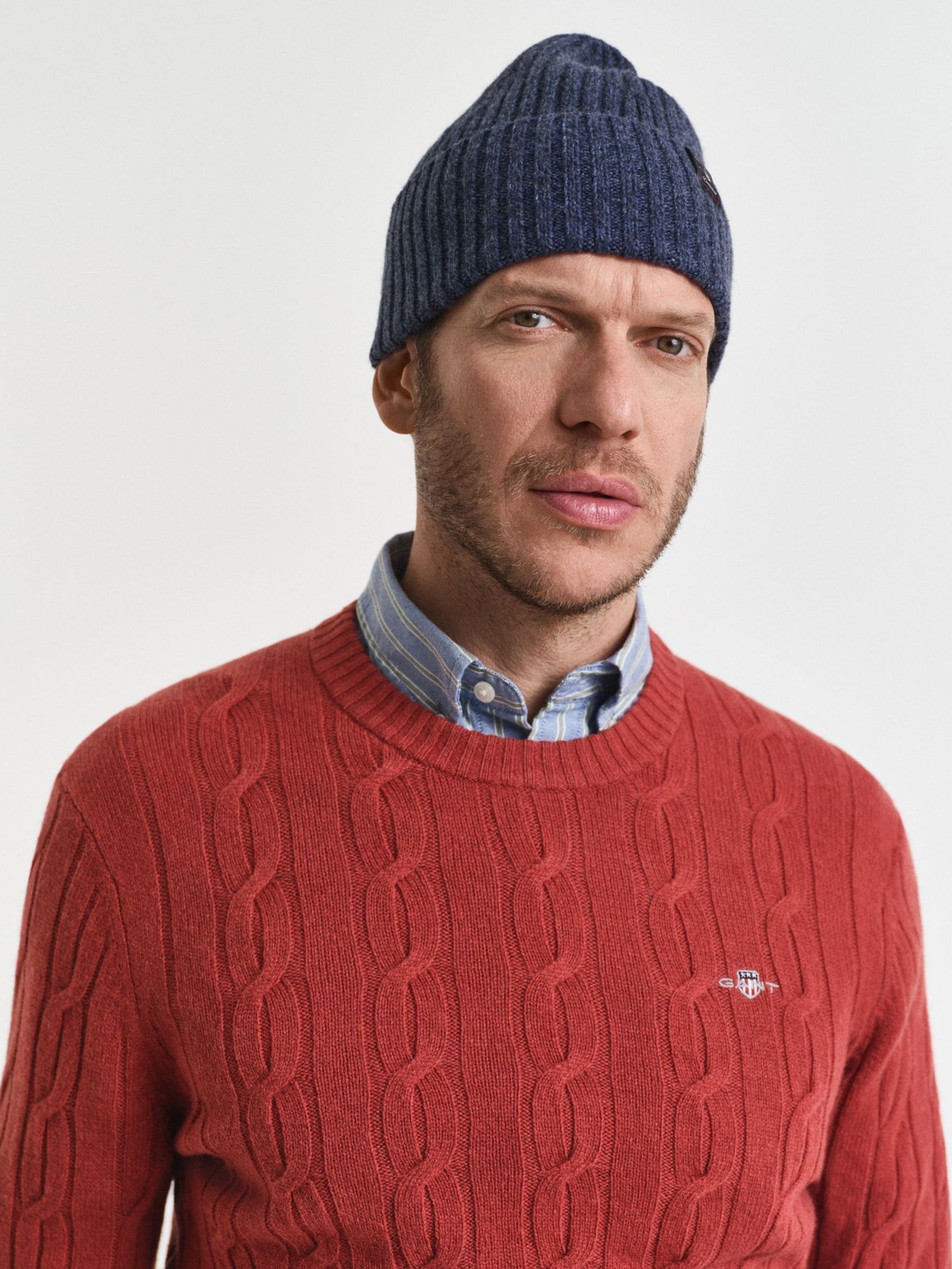 Buy Red - GANT Lambswool Cable Knit Crew Neck Jumper from Next Hungary