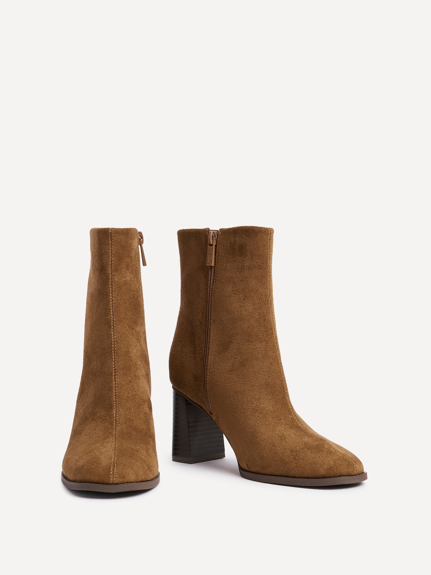 Buy Linzi Brown Light Approach Round Toe Block Heeled Ankle Boots from ...