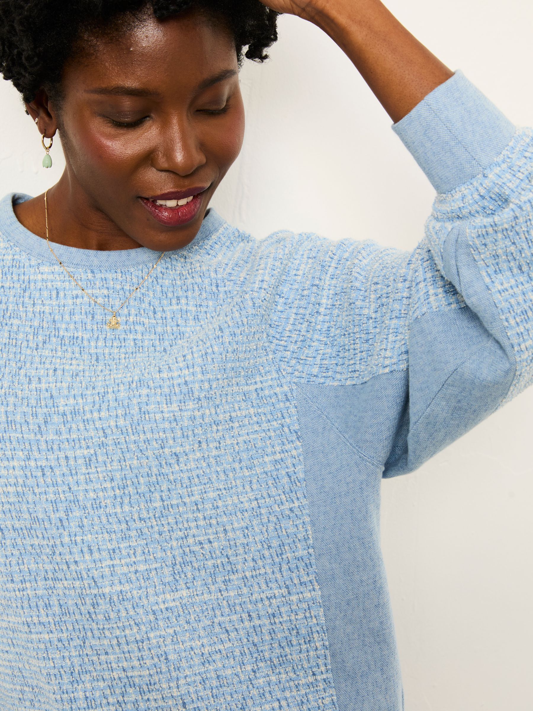 Buy FatFace Sam Light Blue Textured Crew Sweat from the Next UK online shop