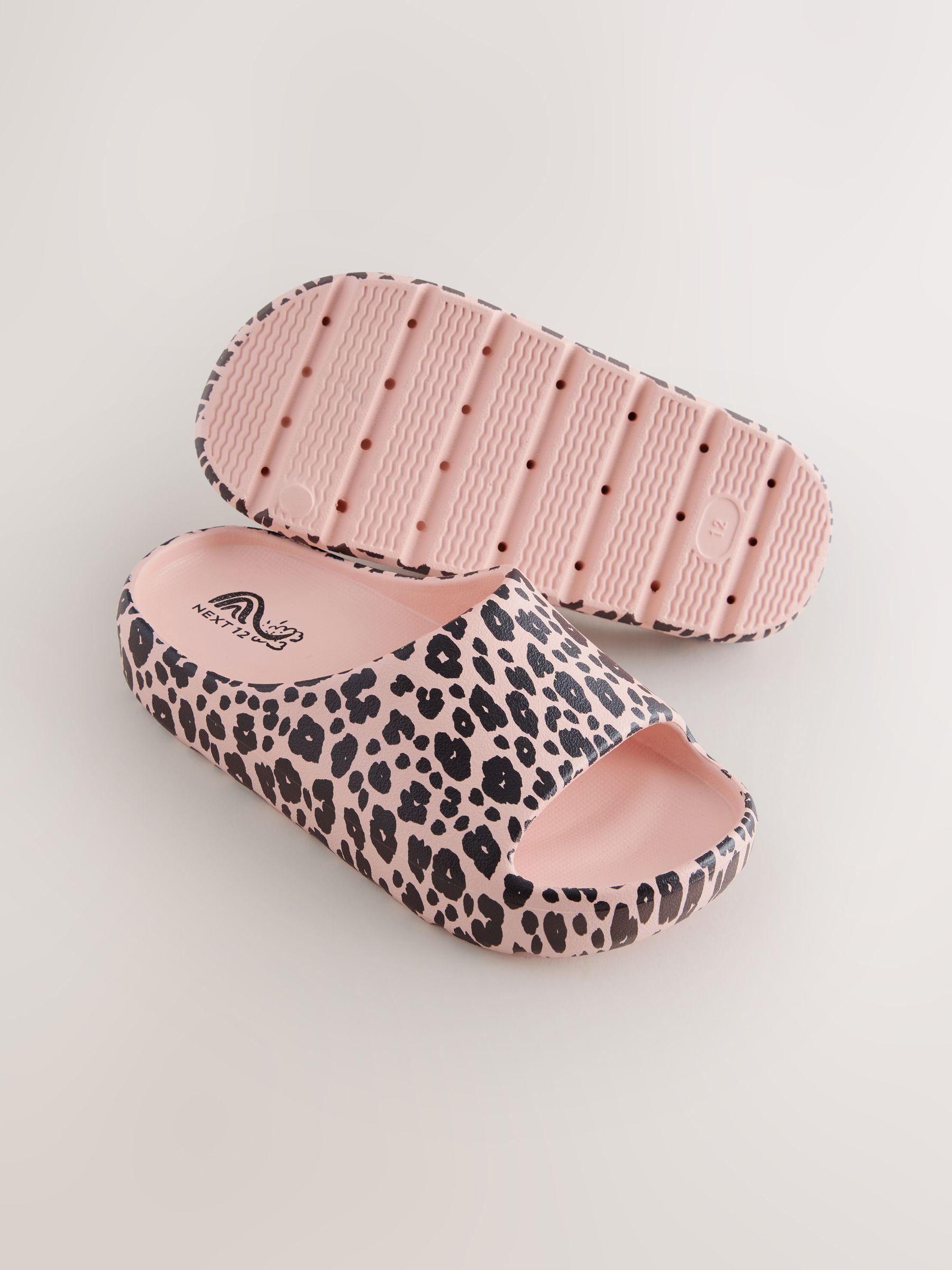 Buy Pink Leopard Print Sliders from Next Kuwait