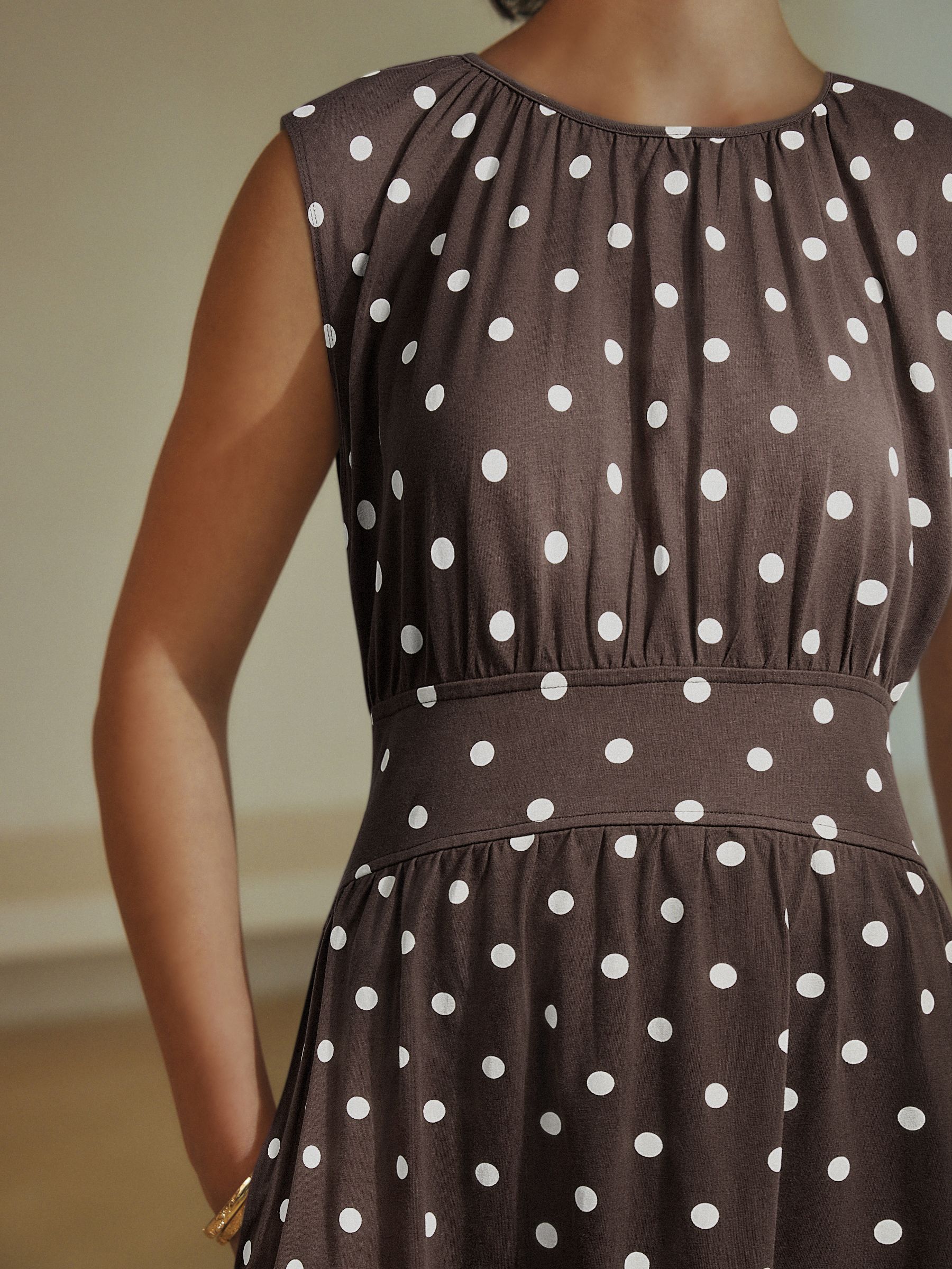 Buy Chocolate Brown Polka Dot Midi Dress from Next Bulgaria