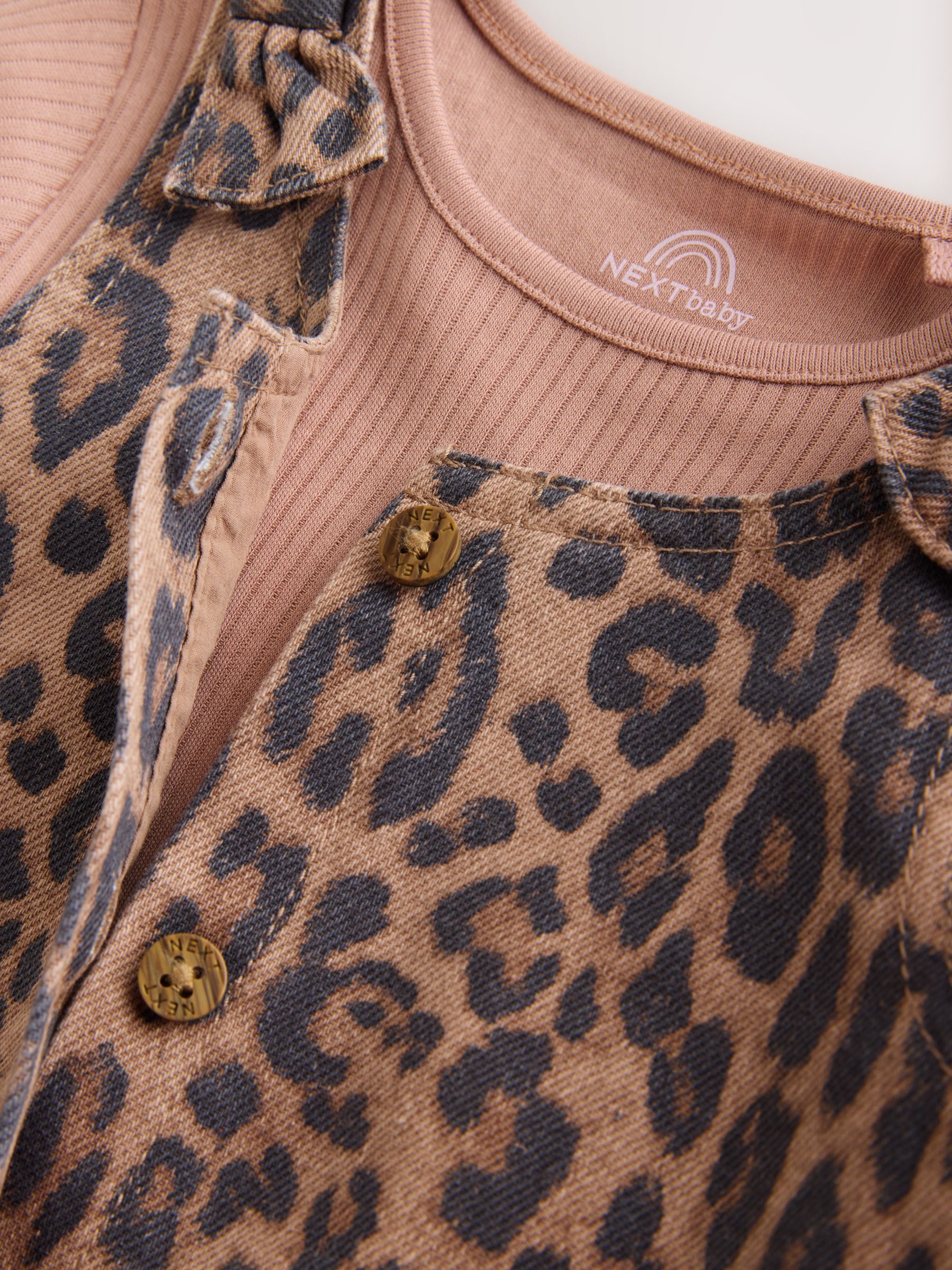 Buy Leopard Print - Pinafore Long Sleeve Bodysuit & Tights 3 Piece Set ...