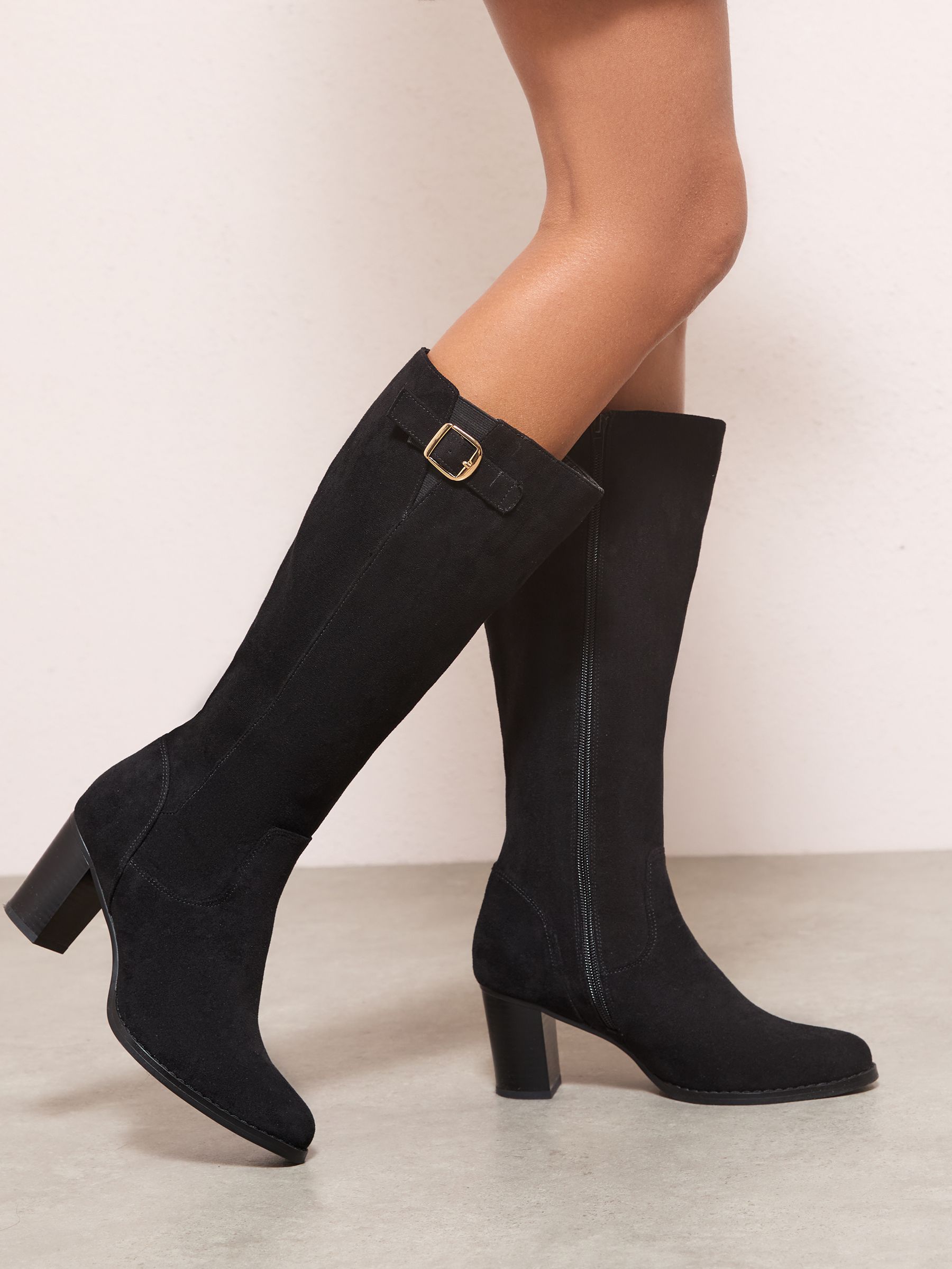 Buy Friends Like These Black Standard fit Faux Suede Mid Heel Buckle ...