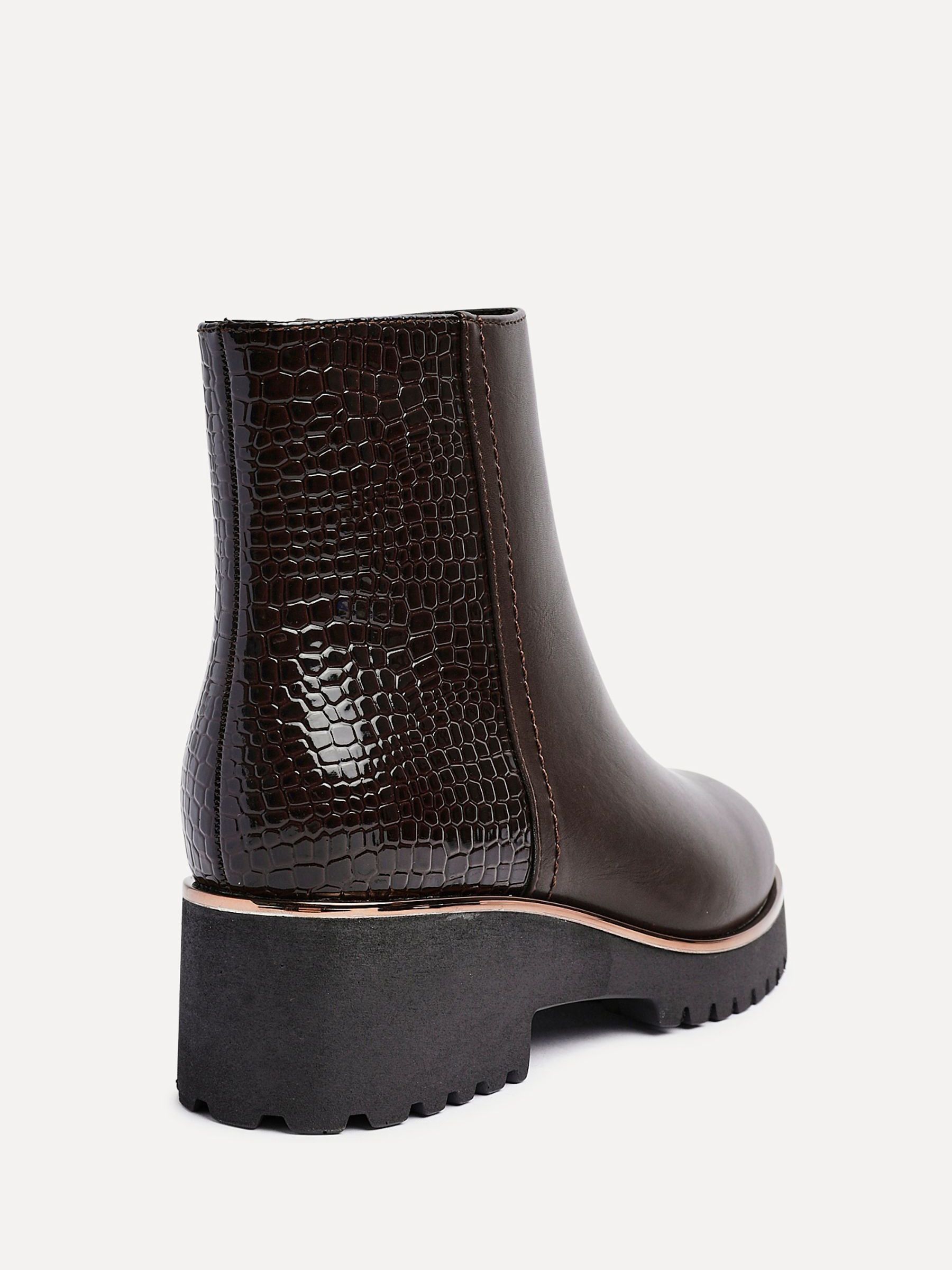 Buy Linzi Brown Navigate Croc Mix Wedge Ankle Boots from the Next UK ...