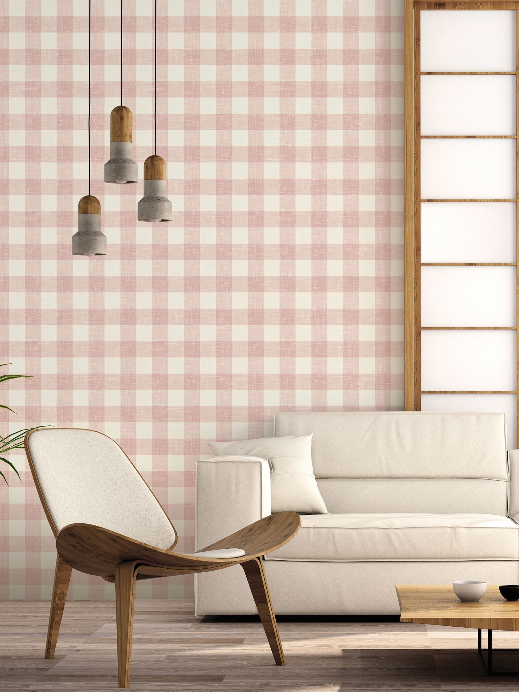 Buy Galerie Pink French Country Plaid A4 Wallpaper Sample from the Next ...