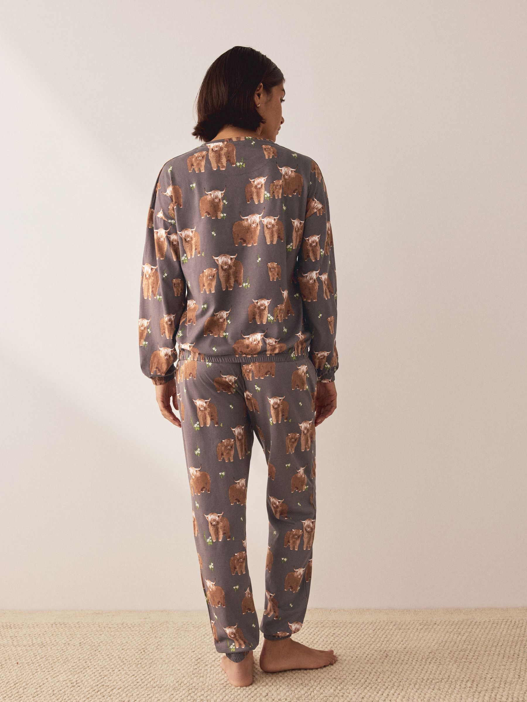 Buy Charcoal Grey Hamish The Highland Cow Long Sleeve Pyjamas from the ...