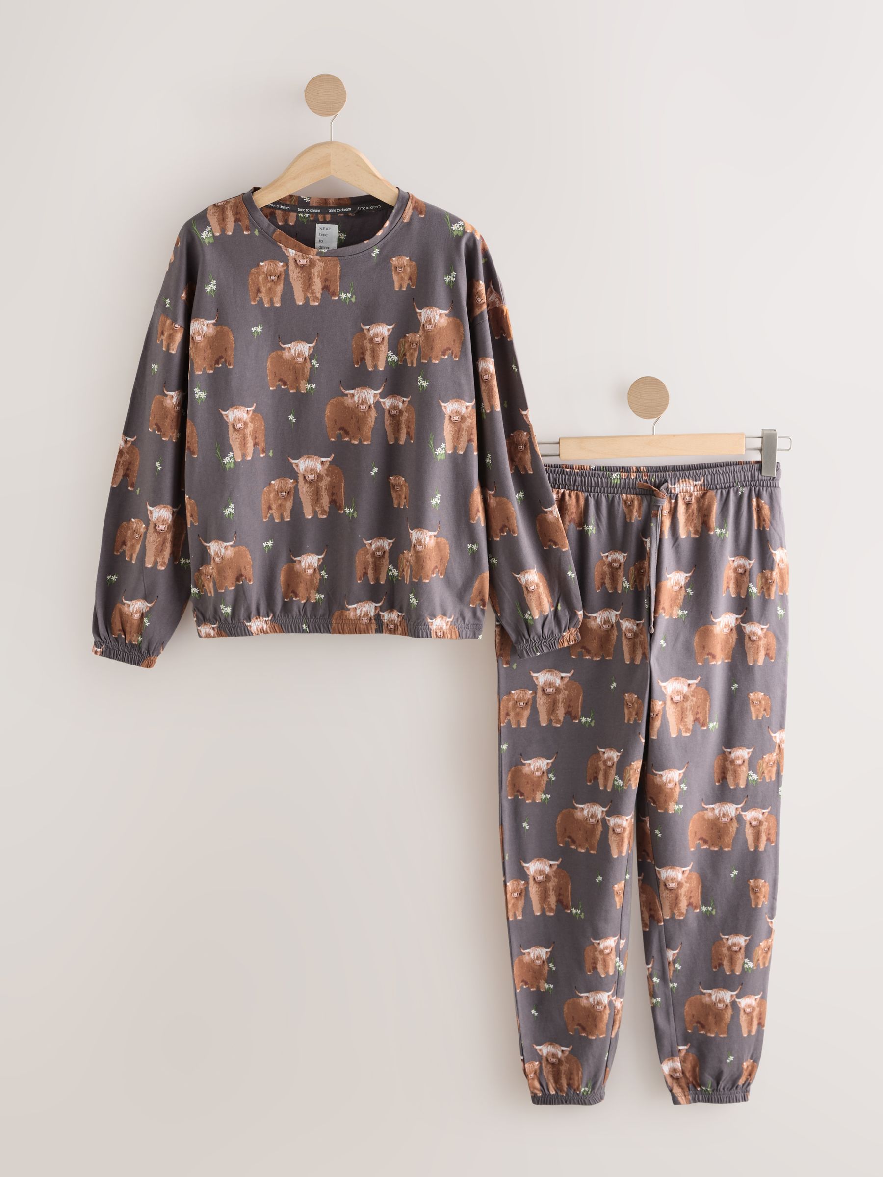 Buy Charcoal Grey Hamish The Highland Cow Long Sleeve Pyjamas from the ...