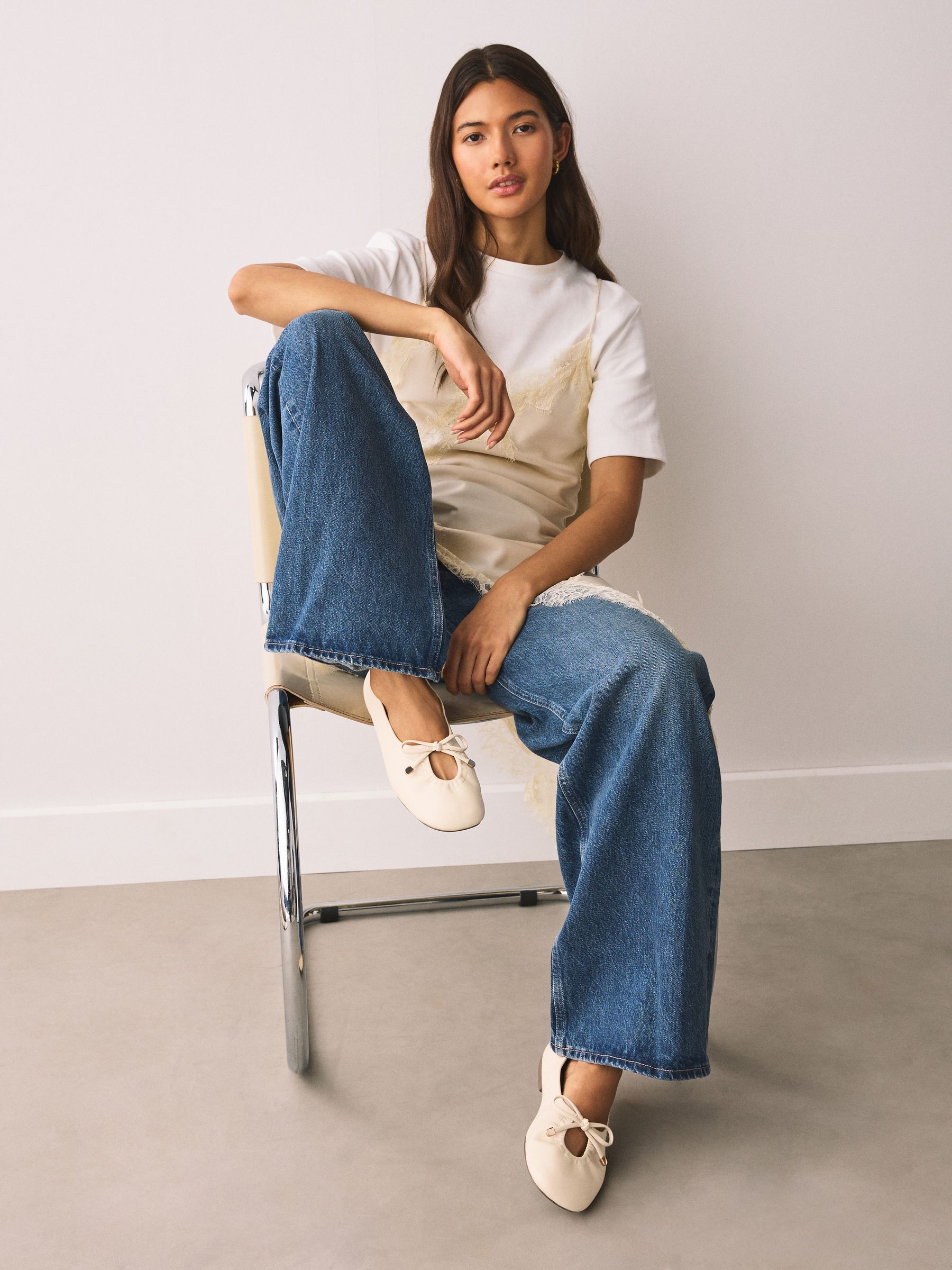 Buy Bone Forever Comfort® Tie Up Round Toe Ballet Flats from the Next ...