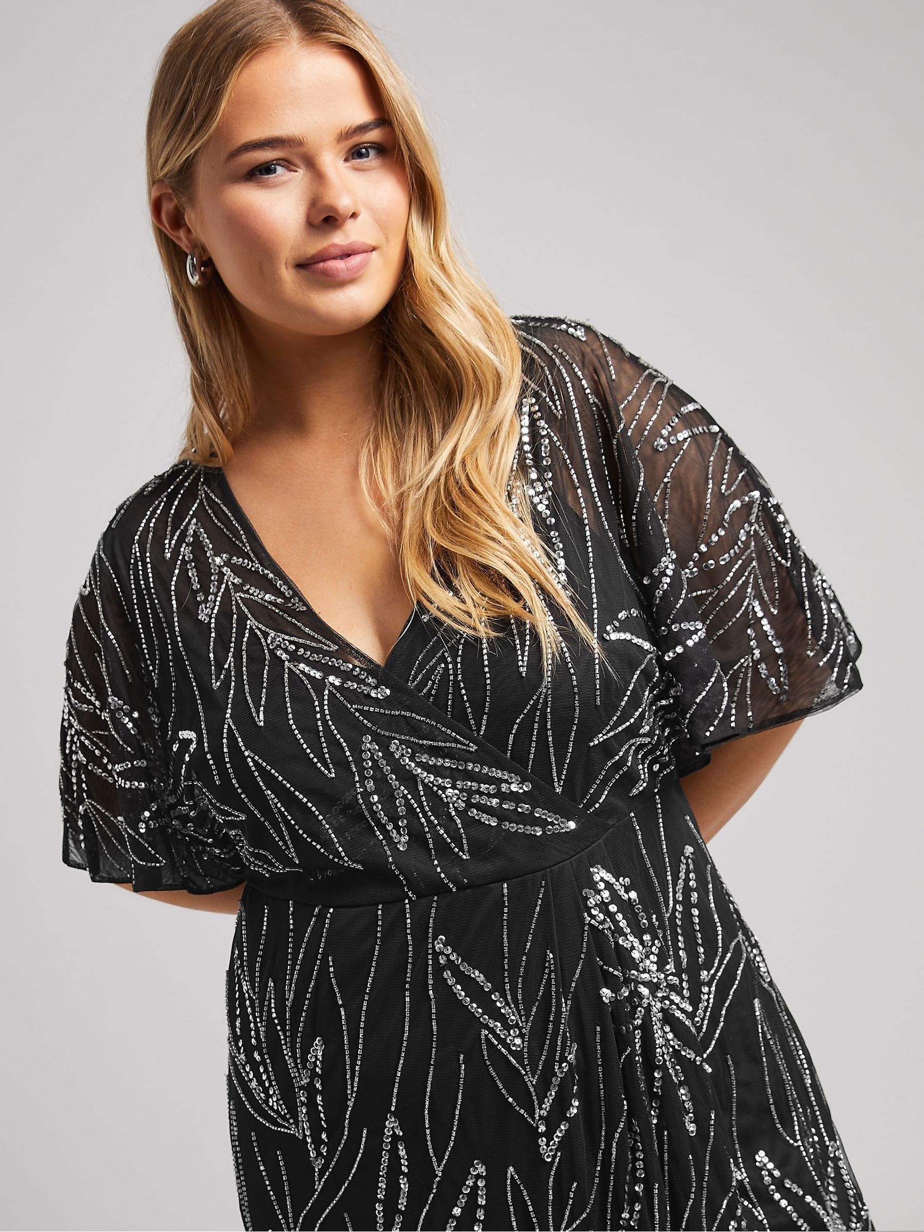 Buy Yours Curve Black Luxe Embellished Wrap Maxi Dress from Next Ireland