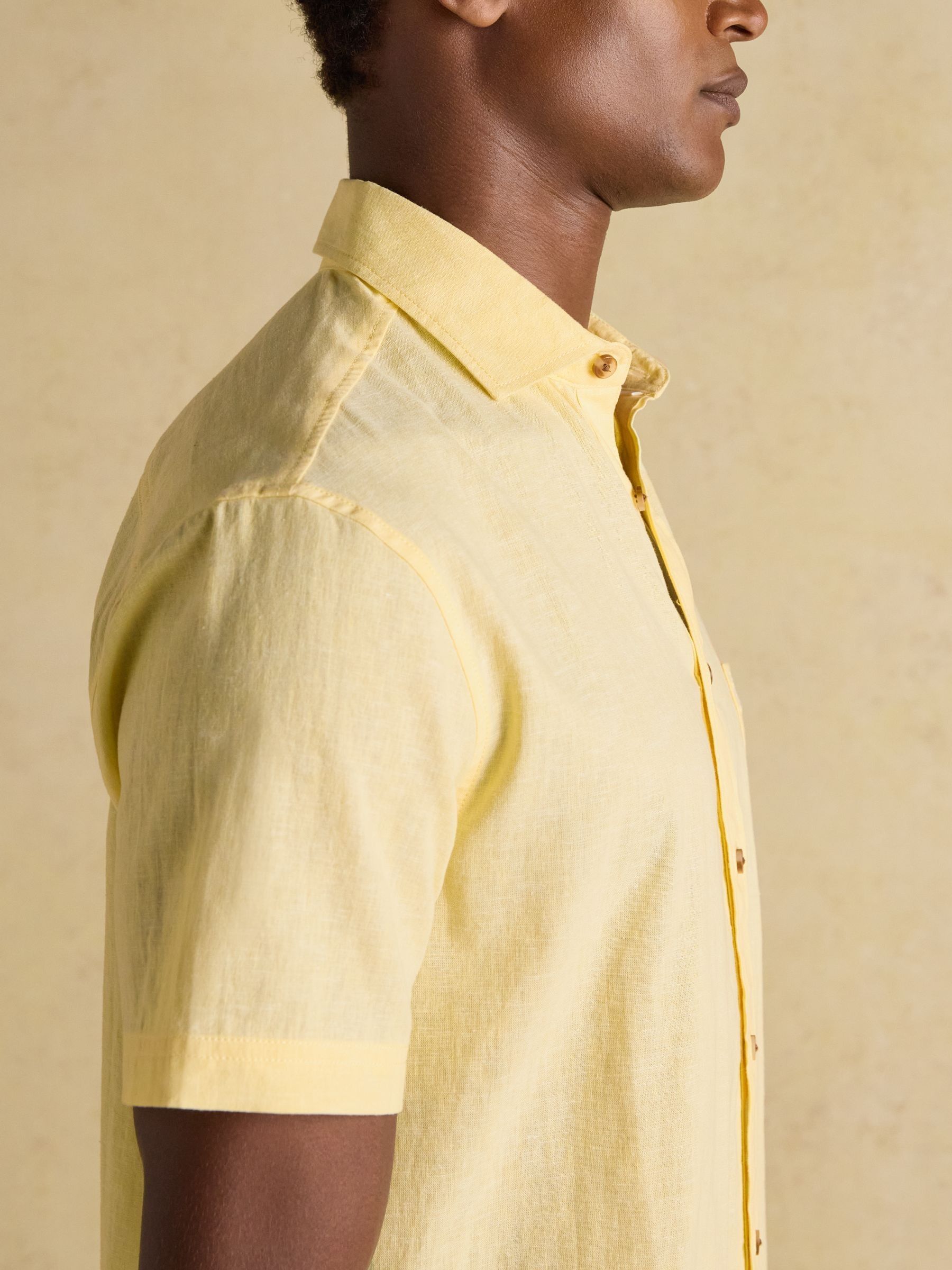 Buy Joules Yellow Linen Blend Short Sleeve Shirt from the Next UK ...