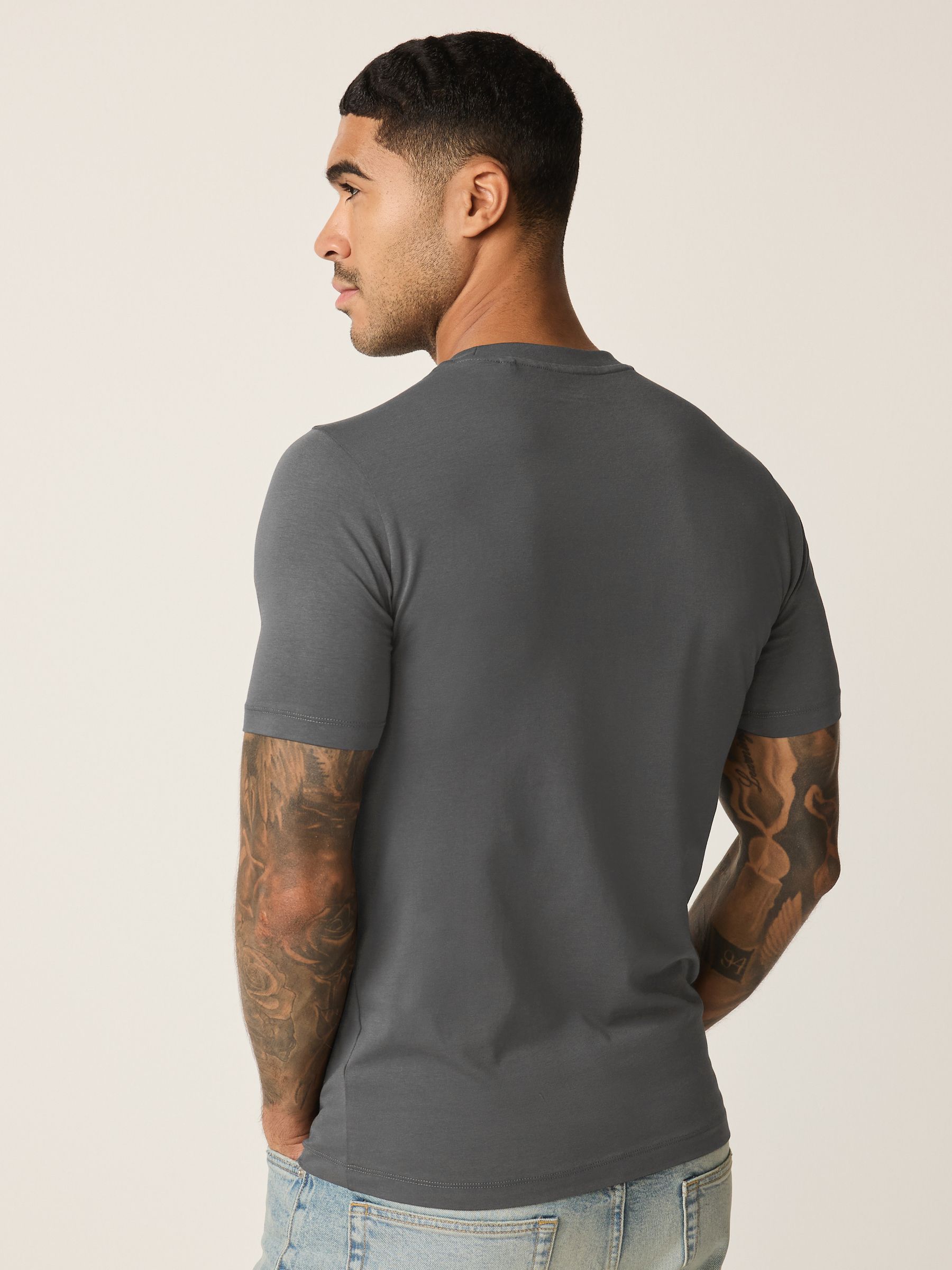 Buy Grey Muscle Fit Essential Crew Neck T-Shirt from the Next UK online ...