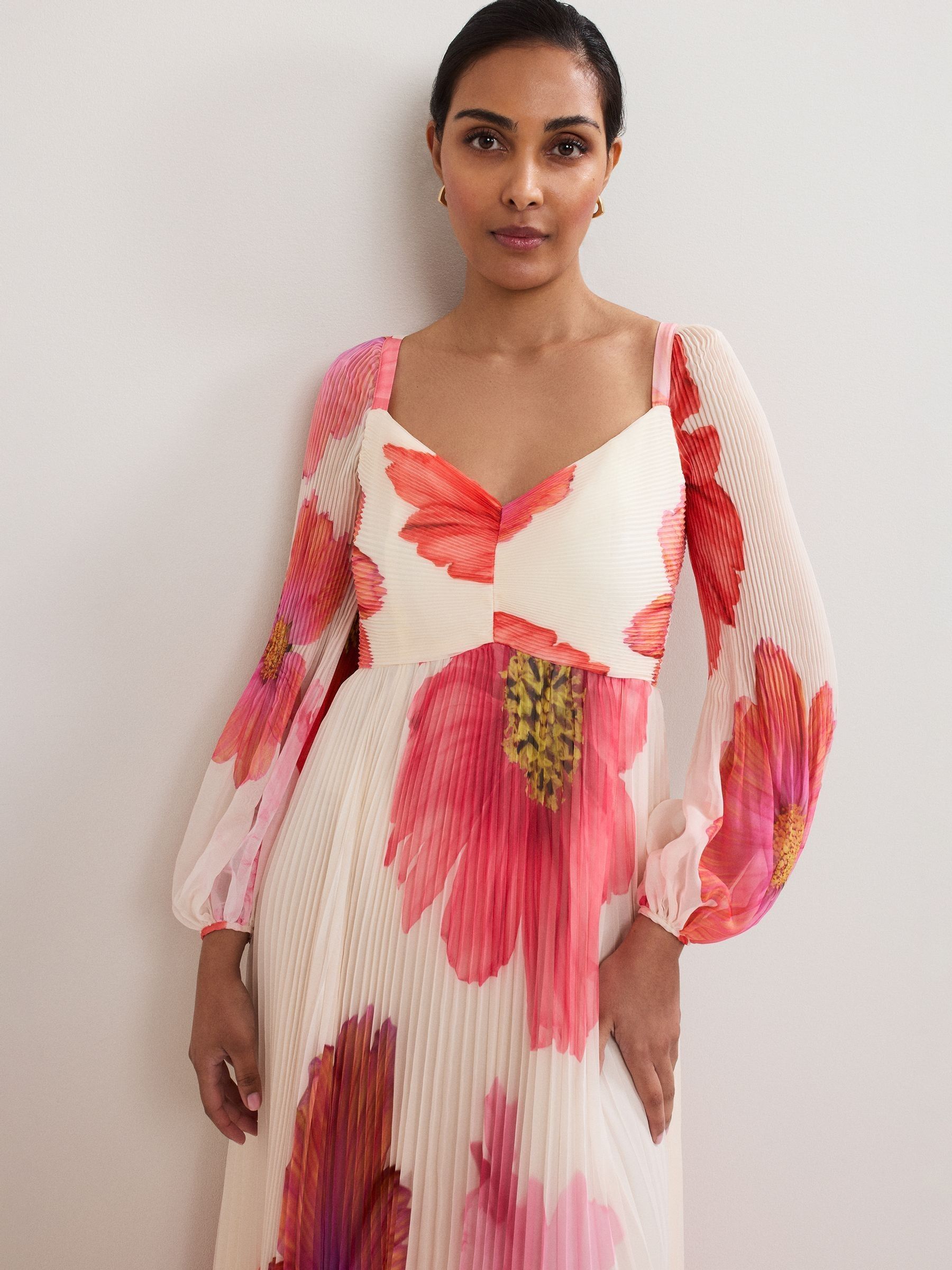Buy Phase Eight White Petite Reanna Pleated Dress from the Next UK ...
