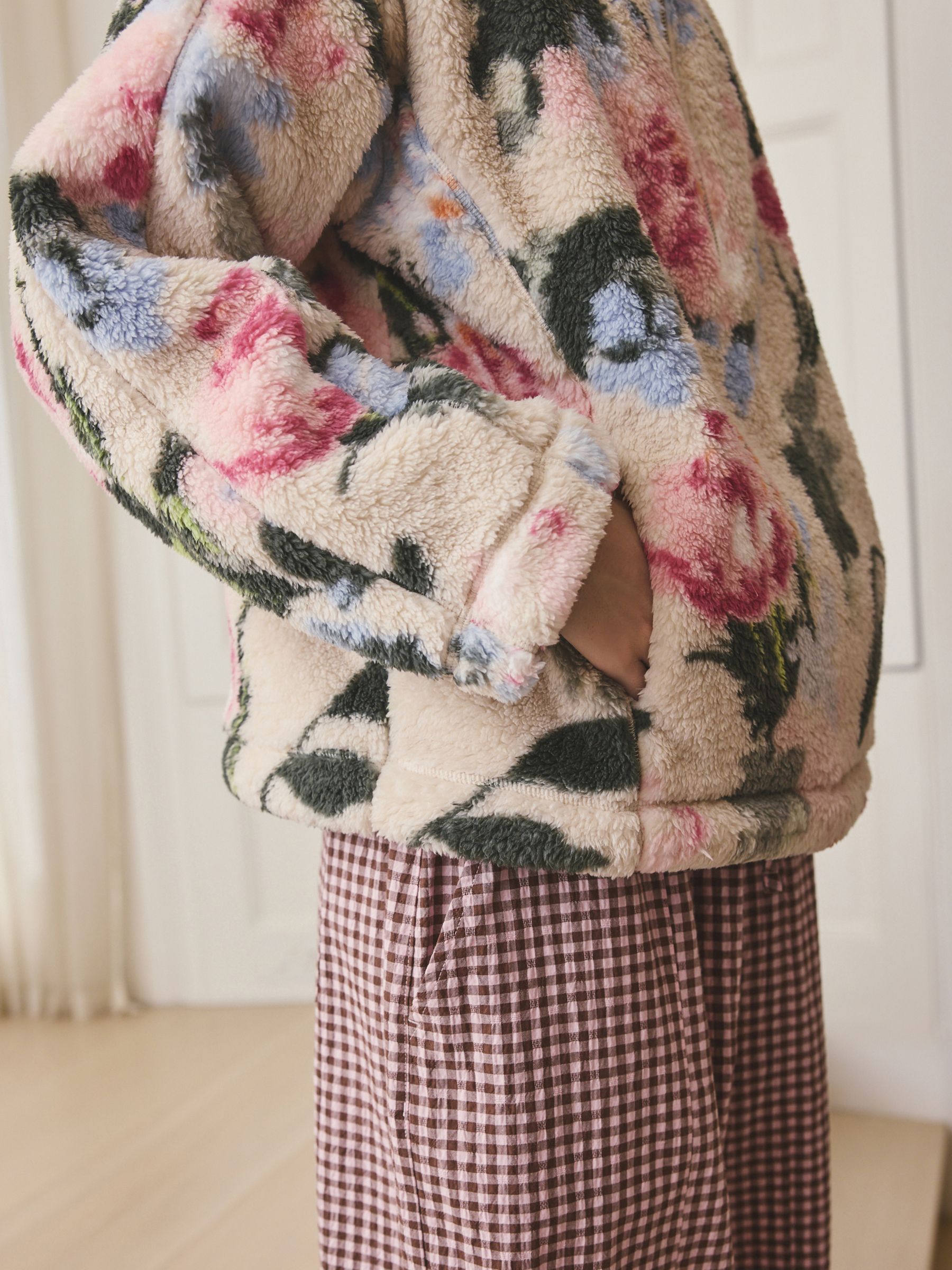 Buy Cream Floral Borg Half Zip Fleece from the Next UK online shop