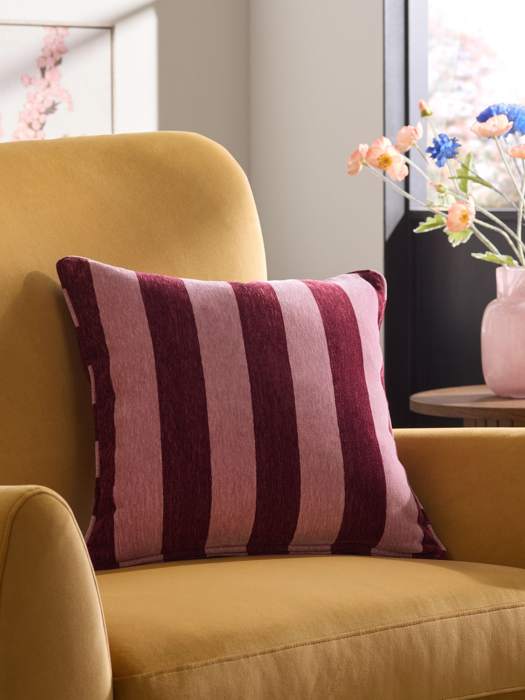 Buy Pink 50 x 50cm Chenille Stripe Cushion from Next USA