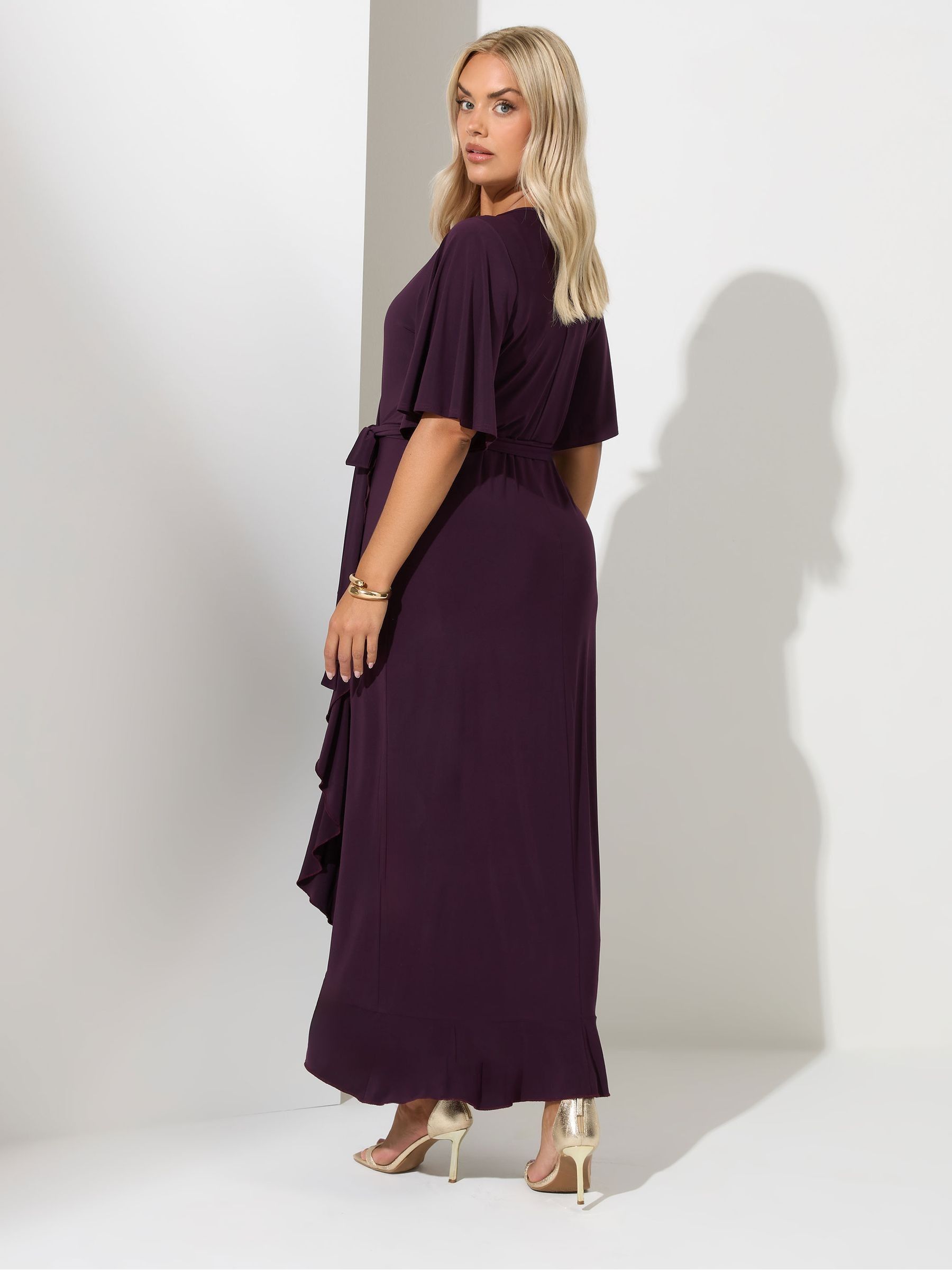 Buy Yours Curve Purple London Ruffle Hem Wrap Dress from Next USA