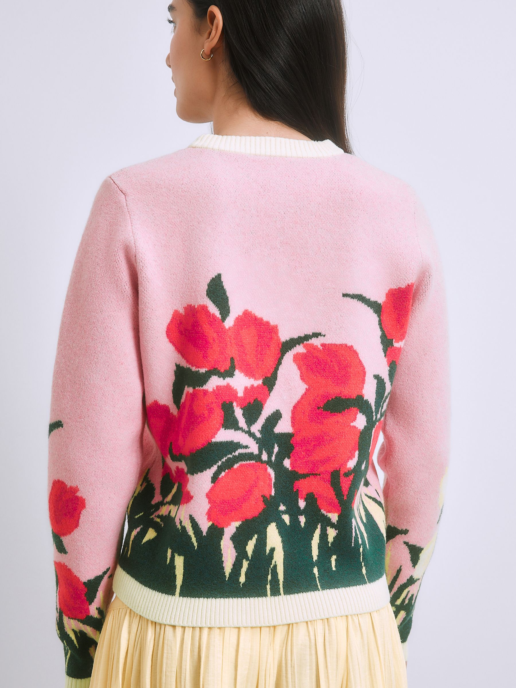 Buy Pink Floral Tulip Supersoft Knitted Slim V-Neck Cardigan from Next ...