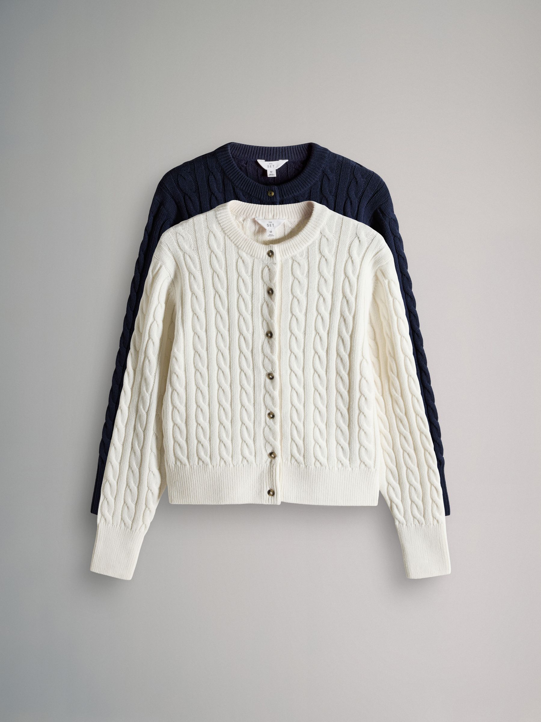 Buy The Set 2 Pack Knitted Cable Cardigan Navy Blue/Cream from Next Ireland