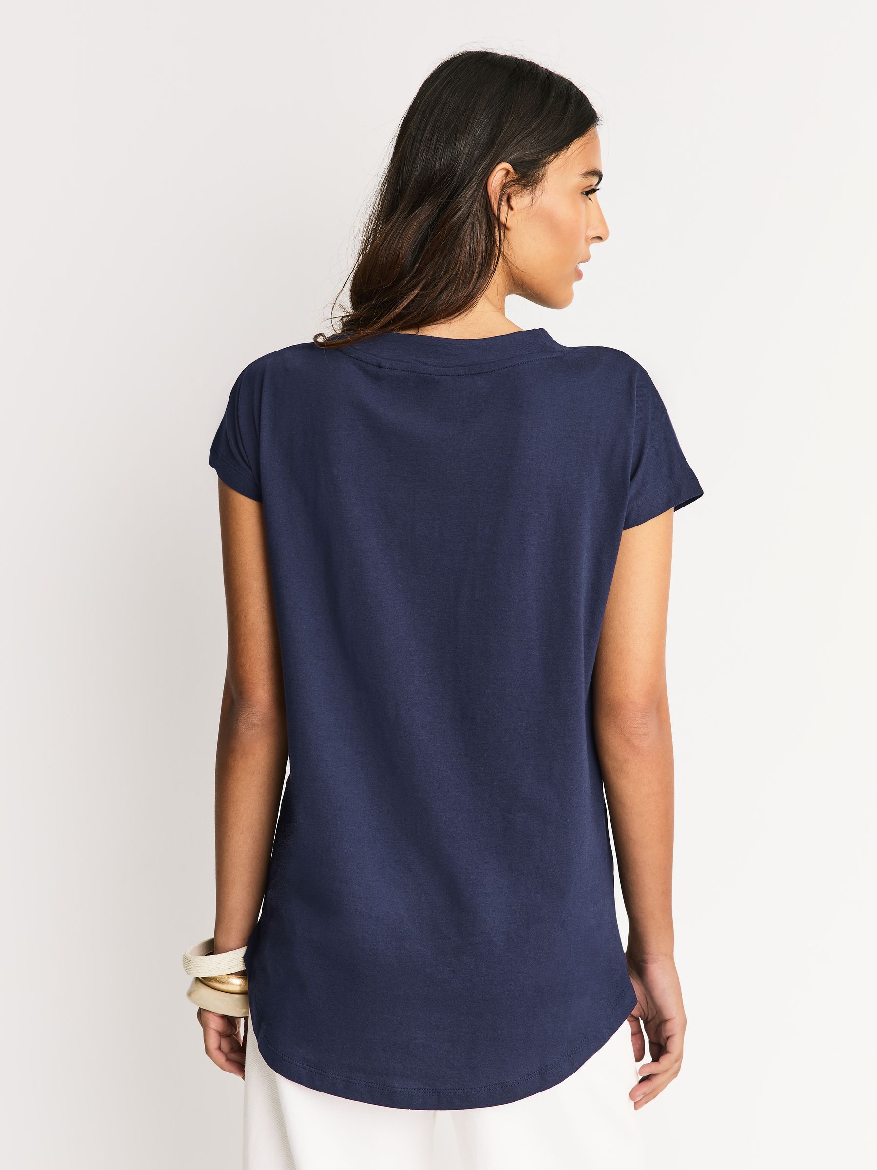Buy Navy Blue Graphic V-Neck Cap Sleeve T-Shirt from the Next UK online ...