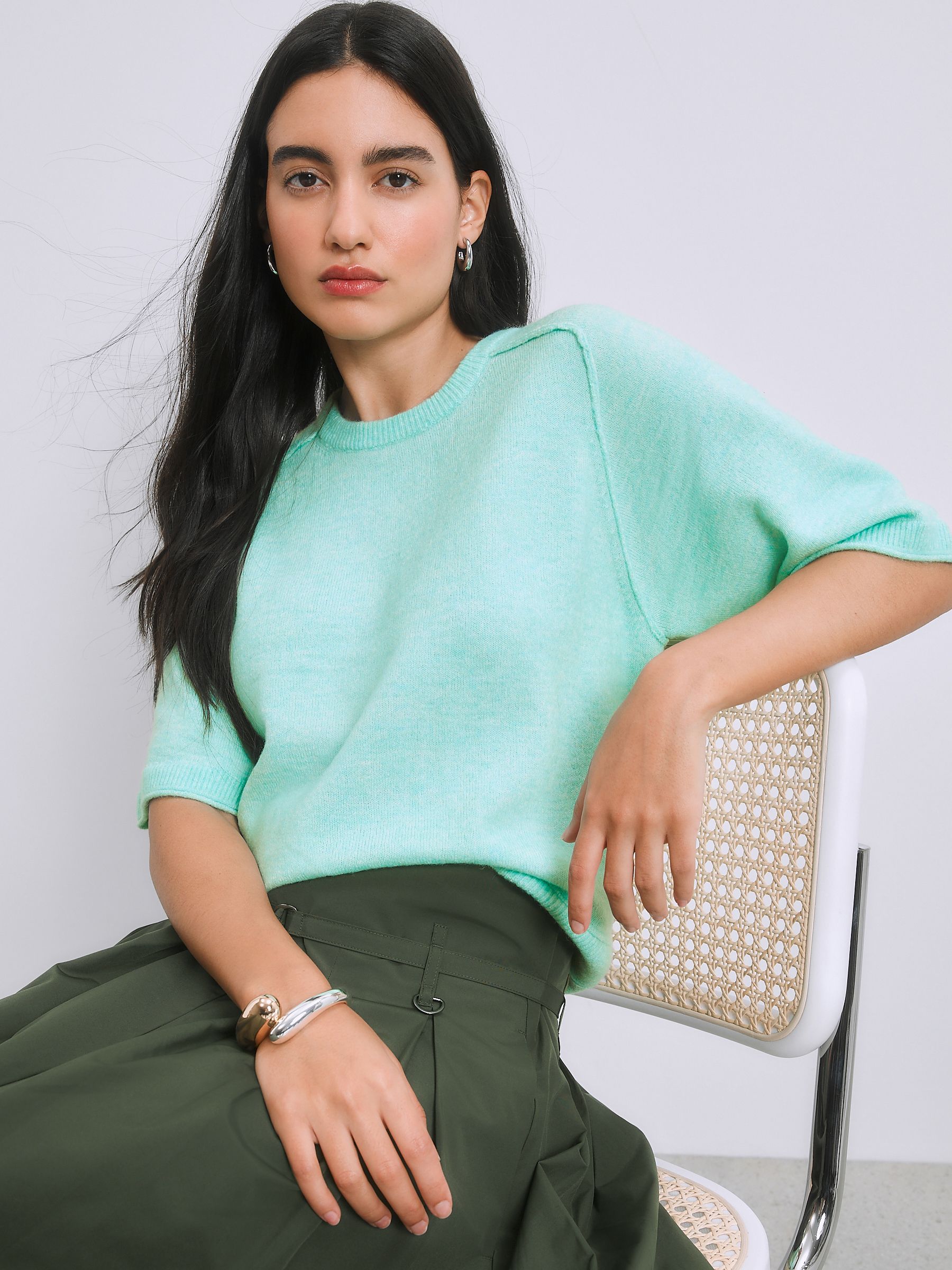 Buy Aqua Blue Knitted Half Sleeve T-Shirt from Next Ireland