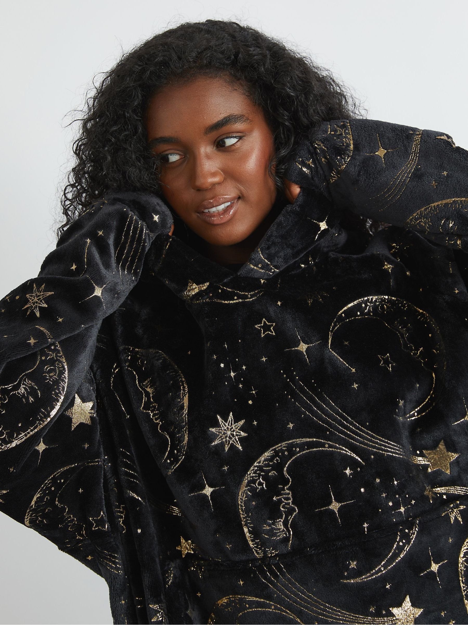 Buy Skinnydip Black Celestial Gold Blanket Hoodie from the Next UK ...