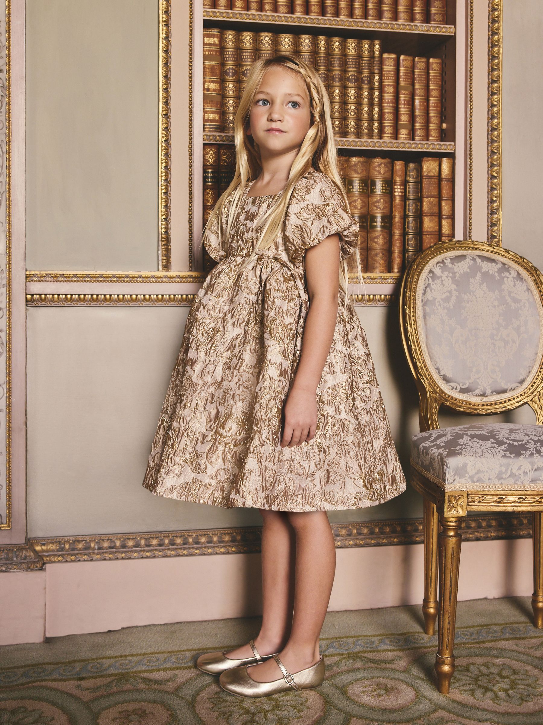 Buy Gold Jacquard Occasion Dress (3-16yrs) from Next Canada