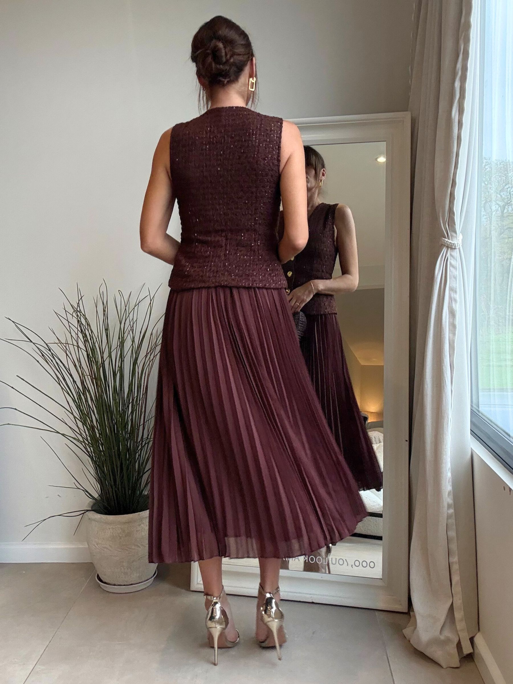 Buy Style Cheat Brown Waistcoat Pleated Midi Dress from Next Lithuania