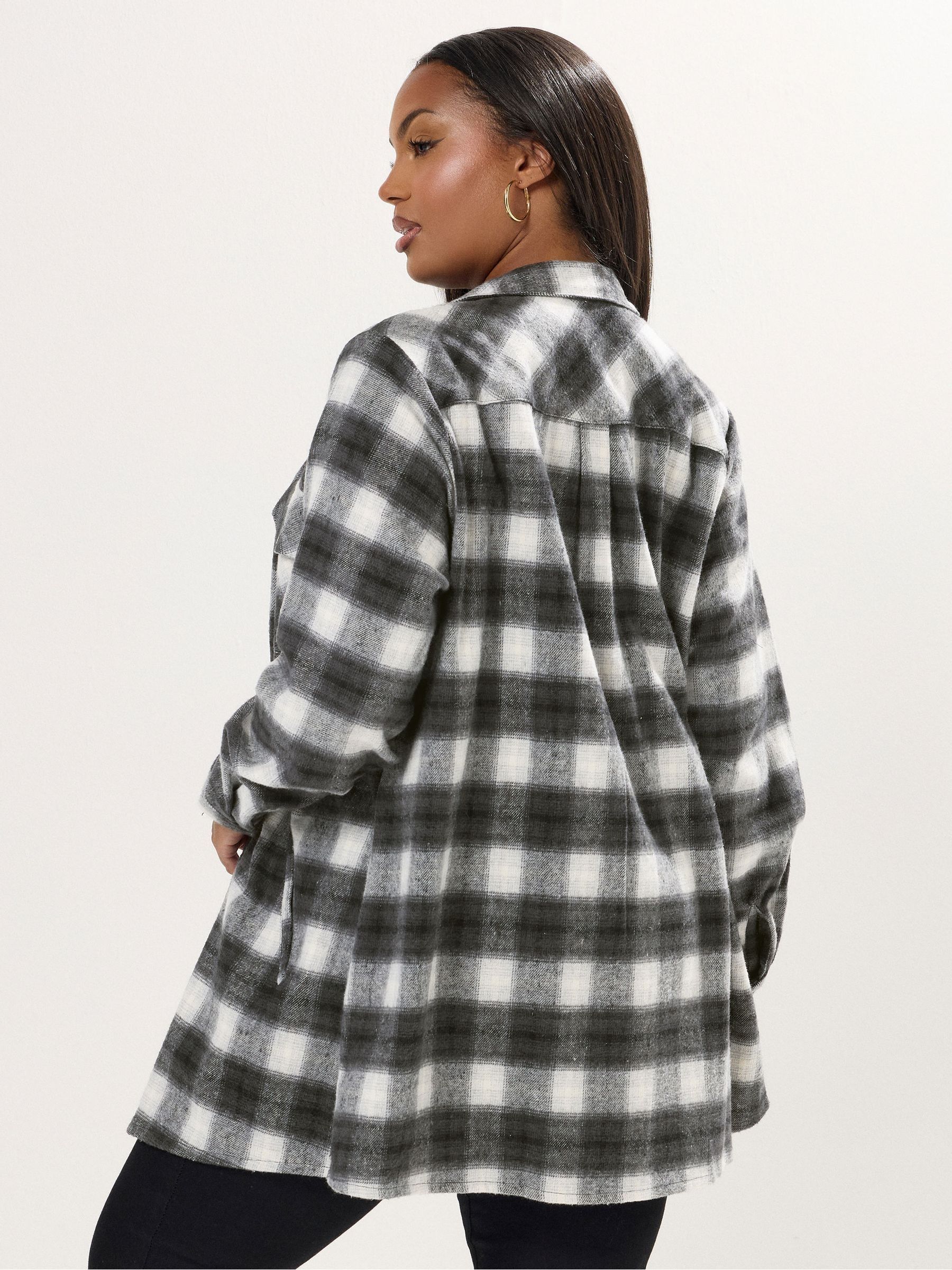 Buy Yours Curve Black Check Shacket from the Next UK online shop