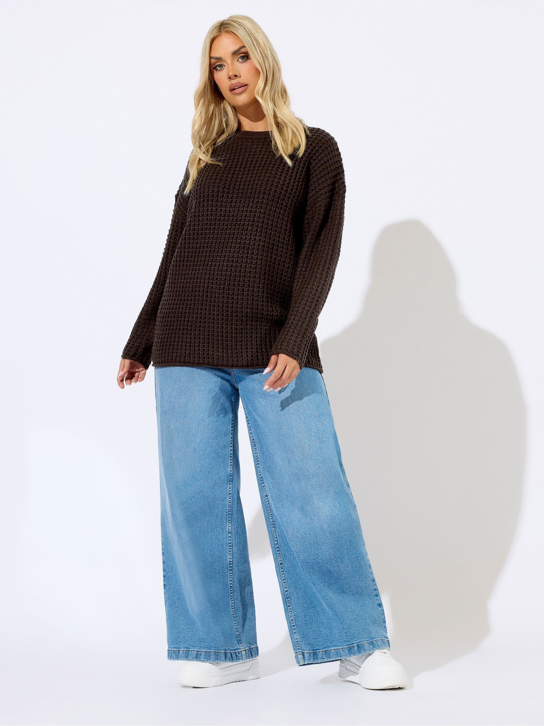 Buy Yours Curve Brown Waffle Jumper from the Next UK online shop
