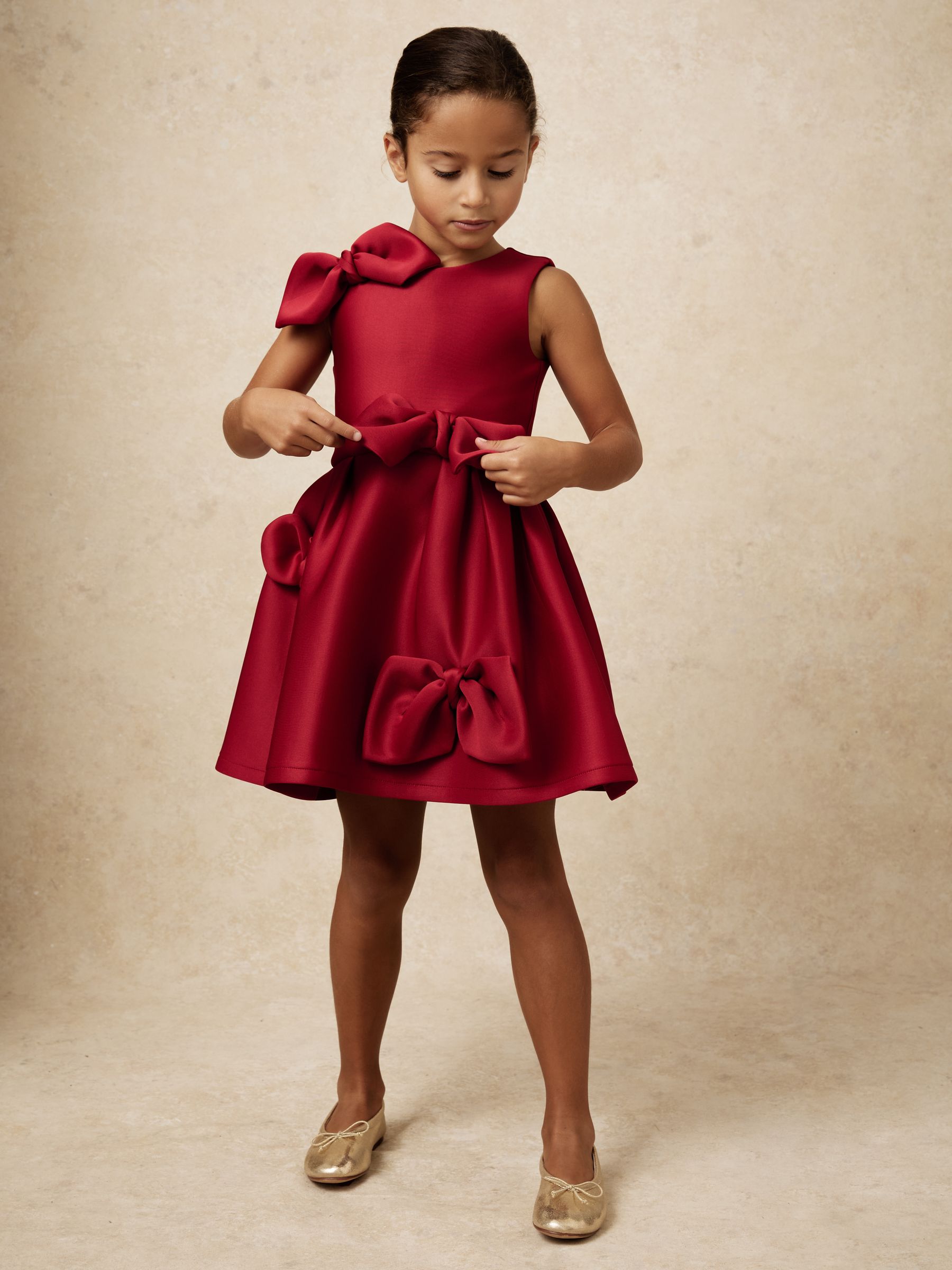 Buy Reiss Red Joey 9-13 yrs Scuba Bow-Detail Flared Dress from Next USA