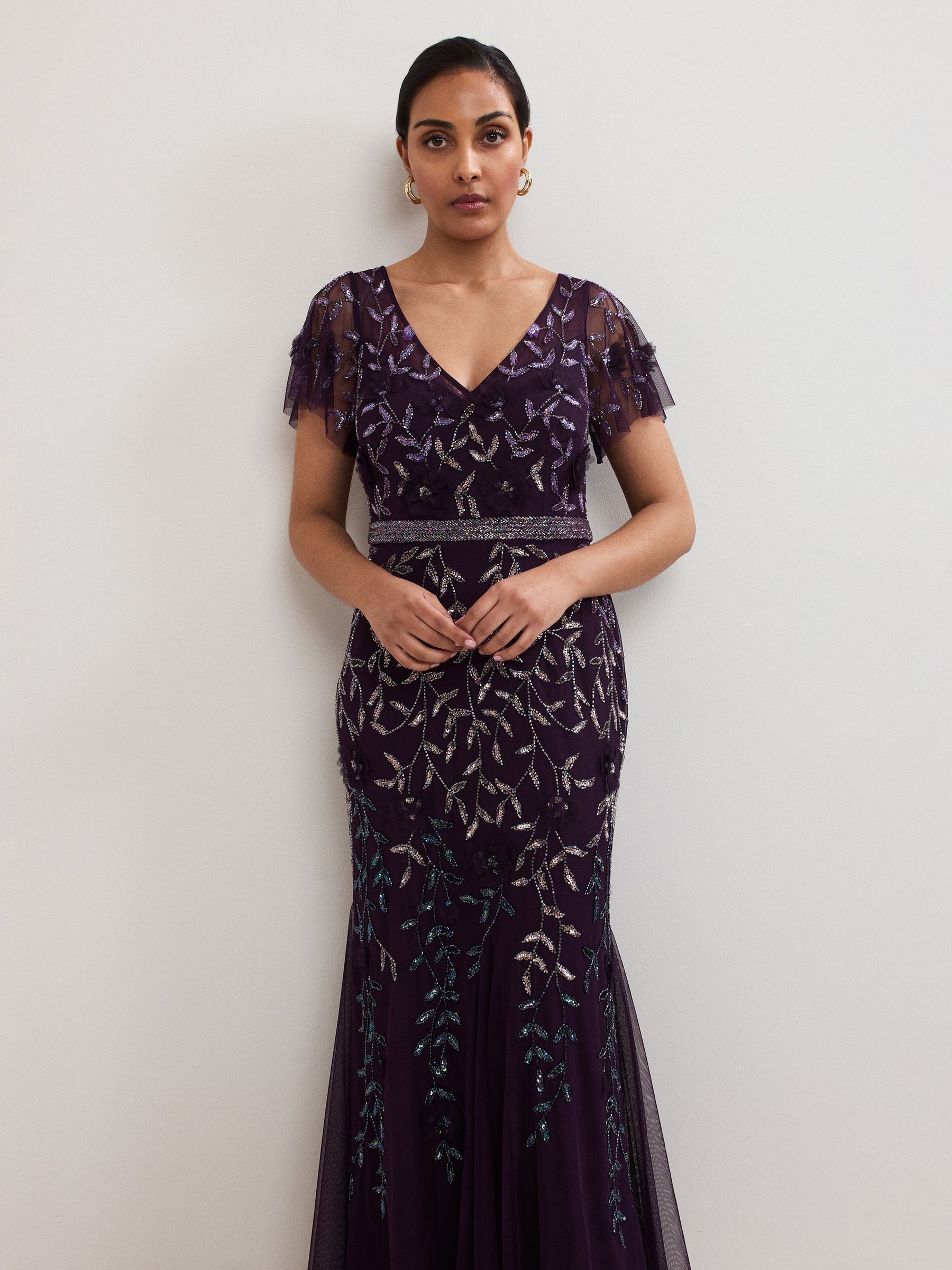 Buy Phase Eight Purple Petite Kaida Beaded Dress from the Next UK ...