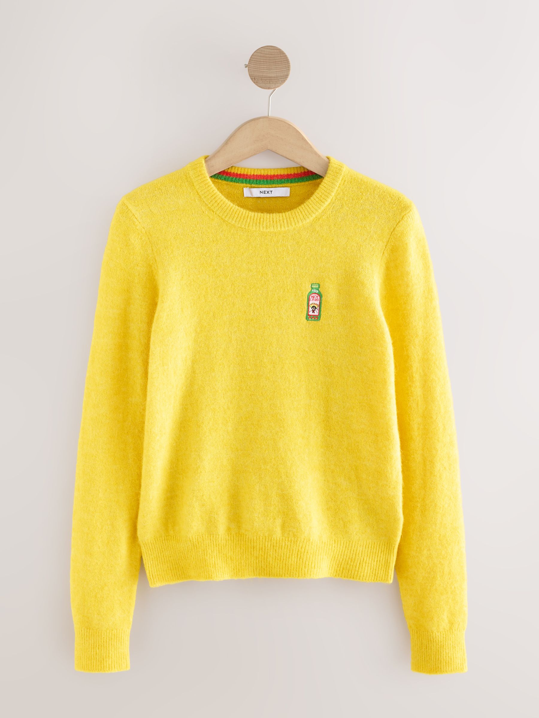 Buy Bright Yellow Long Sleeve Crew Neck Jumper With Alpaca from the ...