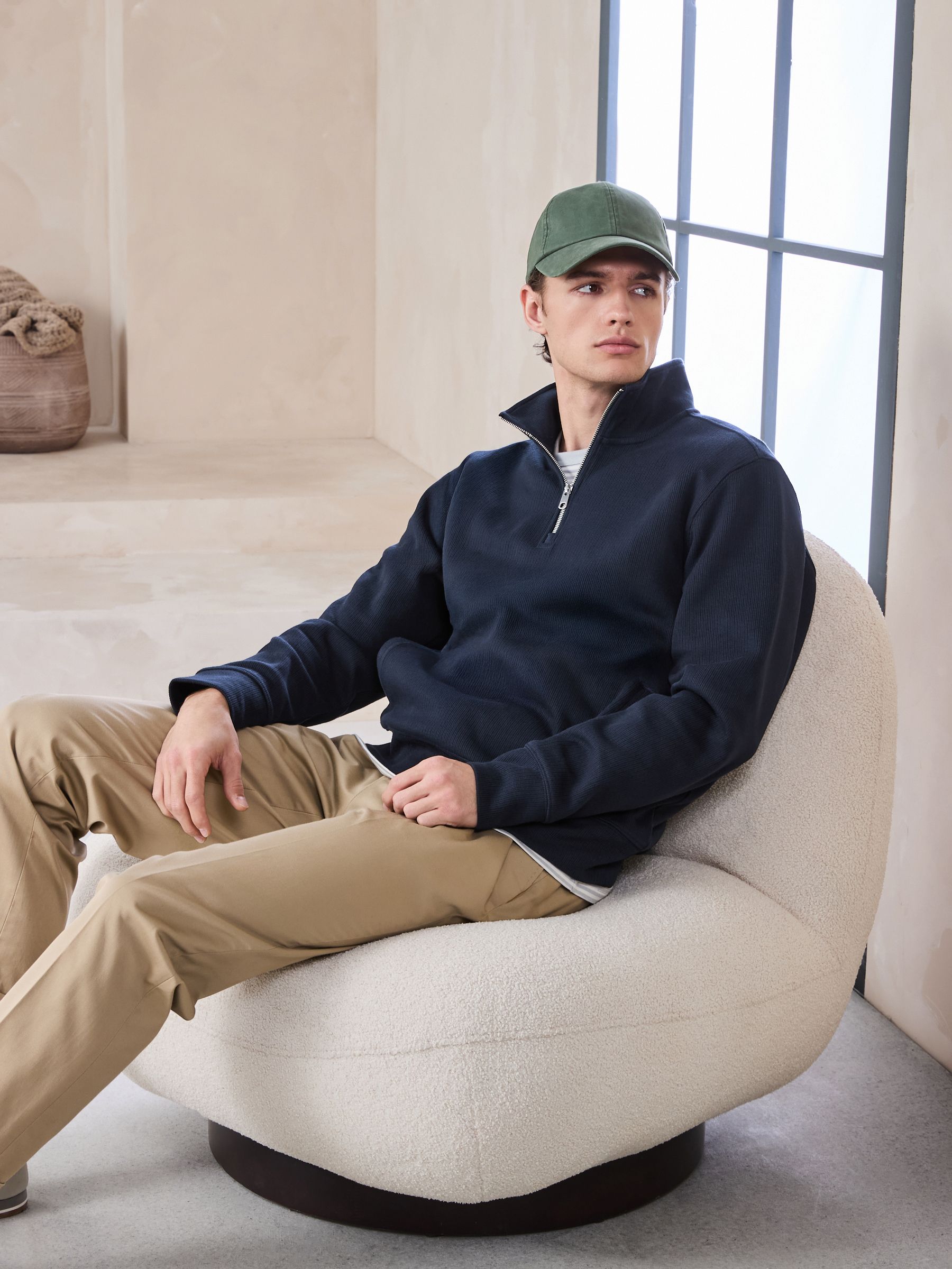 Buy Navy N. Premium Smart Rib Textured Quarter Zip Sweatshirt from the ...