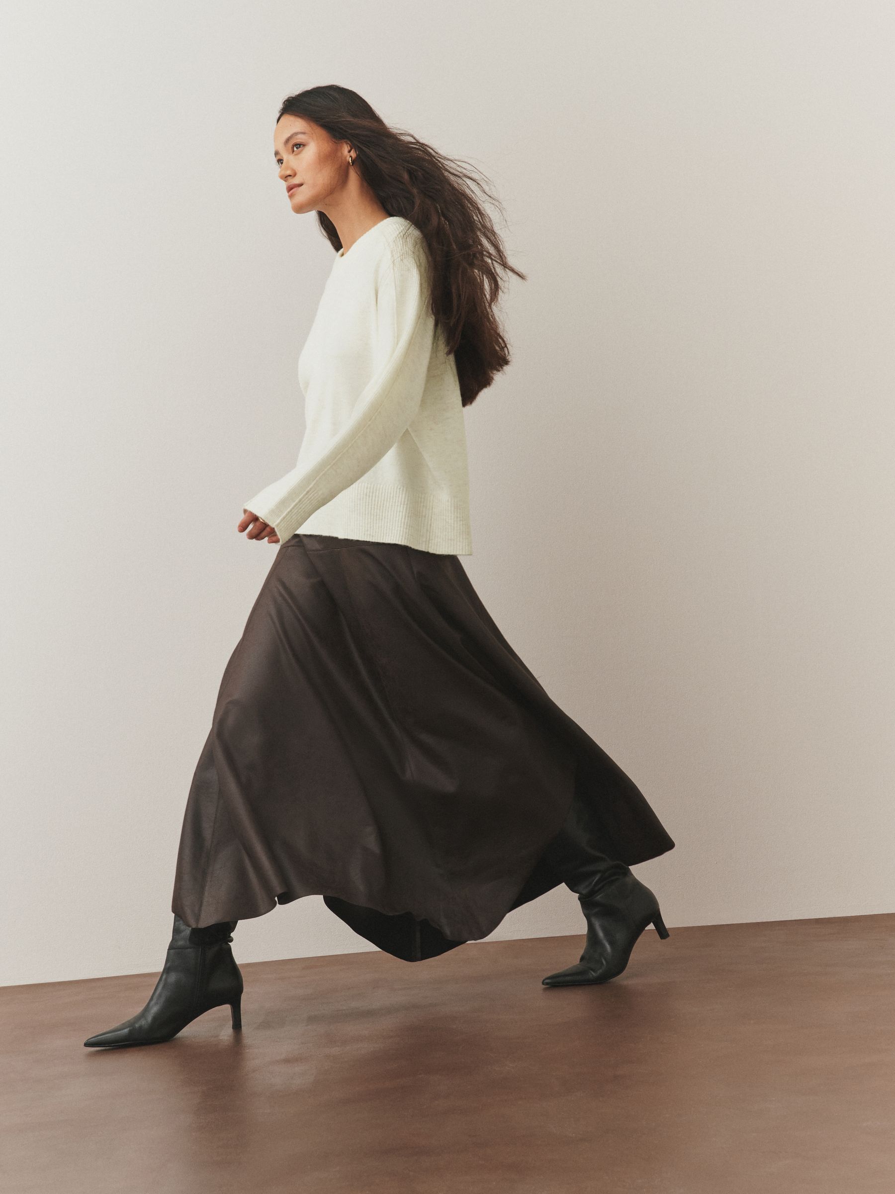 Buy Ecru Crew Neck Knitted Jumper with Wool from the Next UK online shop
