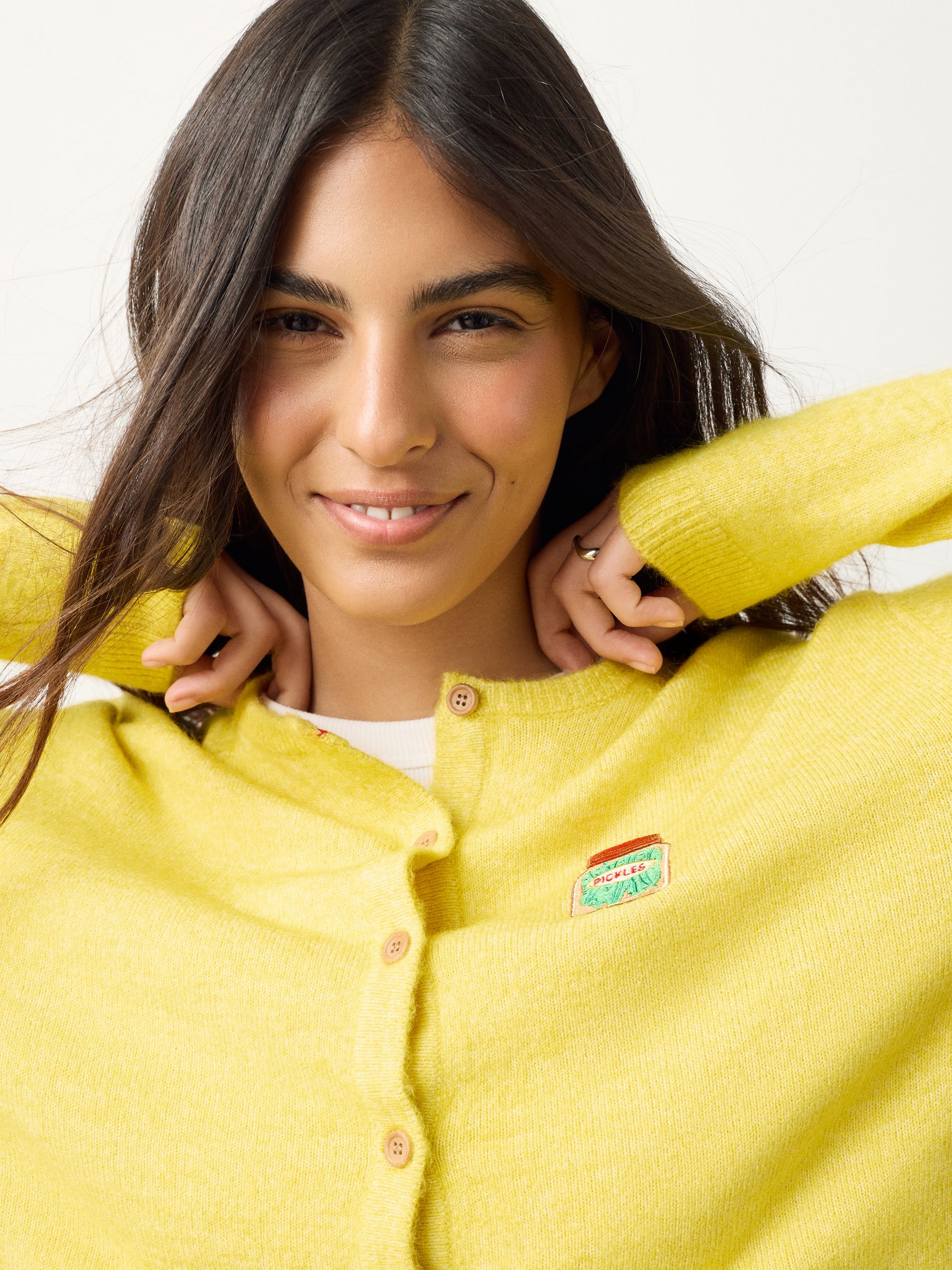 Buy Yellow Pickles Embroidery Crew Neck Knitted Cardigan from Next Ukraine
