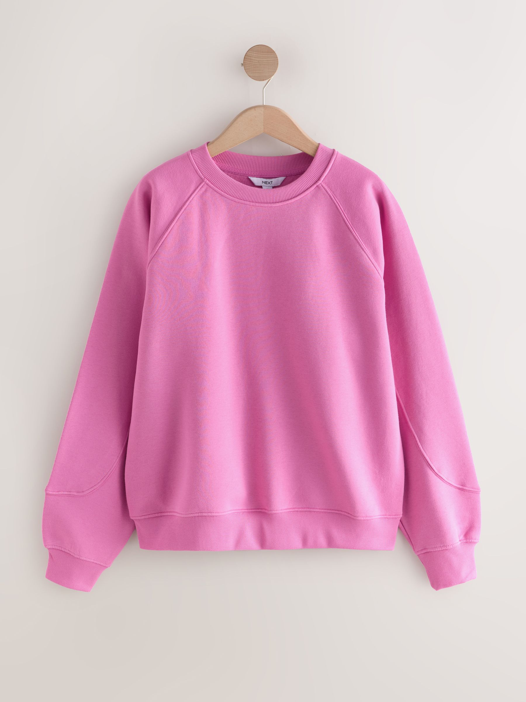 Buy Bright Pink Relaxed Fit Heavyweight Regular Crew Neck Sweatshirt ...
