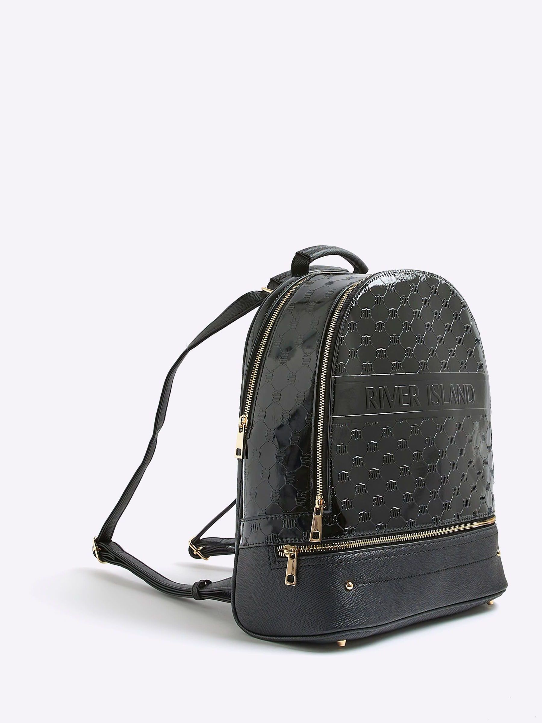 Buy River Island Black Embossed Logo Backpack from the Next UK online shop