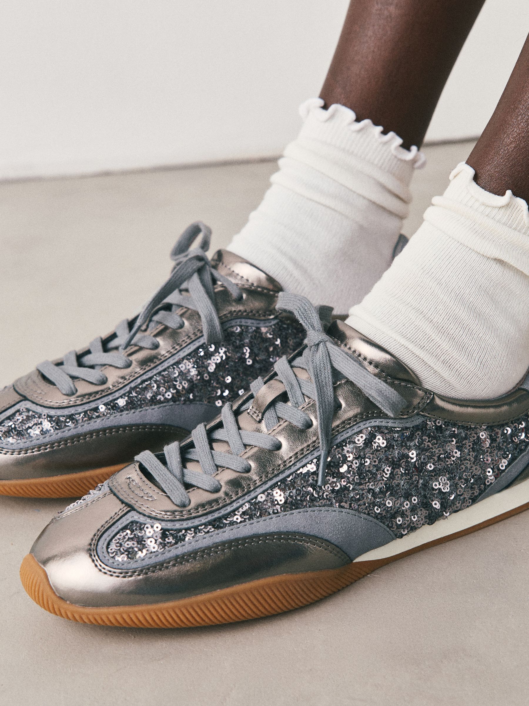 Buy Pewter Forever Comfort® Slim Sole Embroidered Trainers from the ...